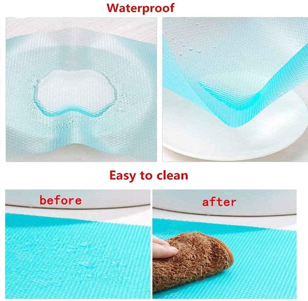 Beairain 8 Pcs Refrigerator Mats Shelf Liner Washable Fridge Shelf Liners for Drawers Vegetables, Table Kitchen Cupboard Plastic Placemats Refrigerator Liners for Shelves Red/2 Green/2 Blue/4