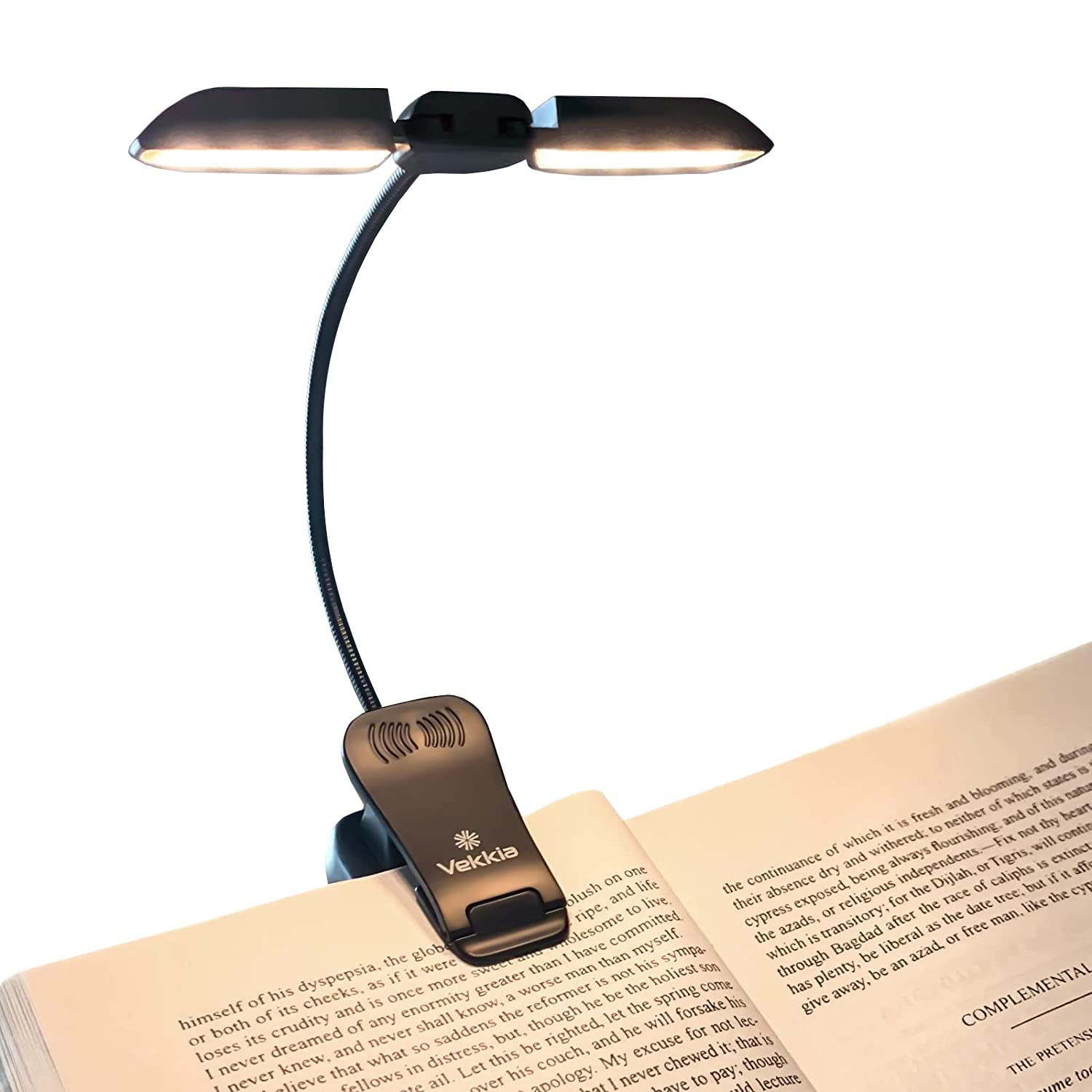 Vekkia 14 LED Rechargeable Book-Light for Reading at Night in Bed, Warm/White Reading Light with Clamp, 180° Adjustable Clip on Light, Lightweight Eye Care Book Light, Perfect for Book Lovers