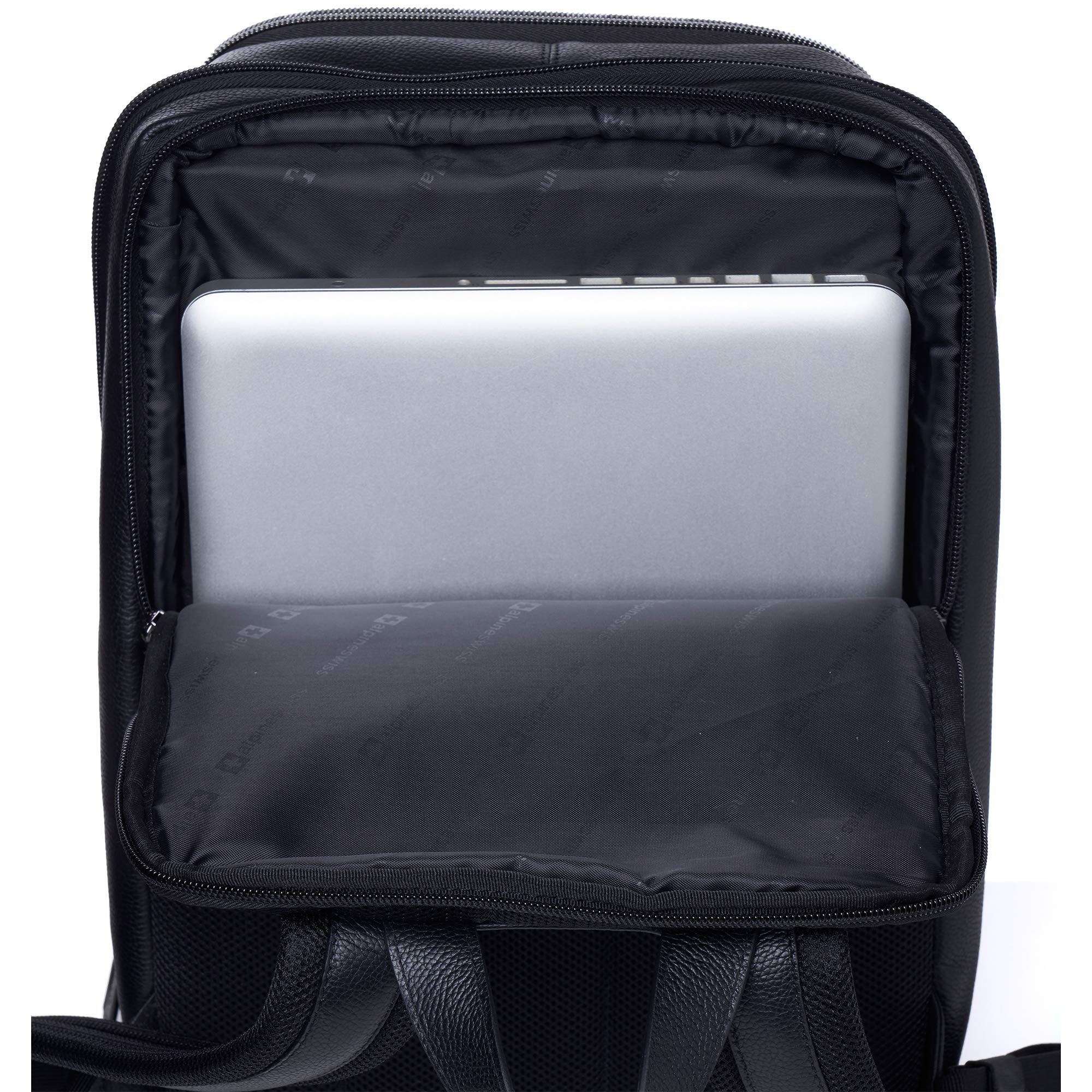 Alpine Swiss Leather Laptop Backpack 15” Notebook Computer Travel Back Pack Bag