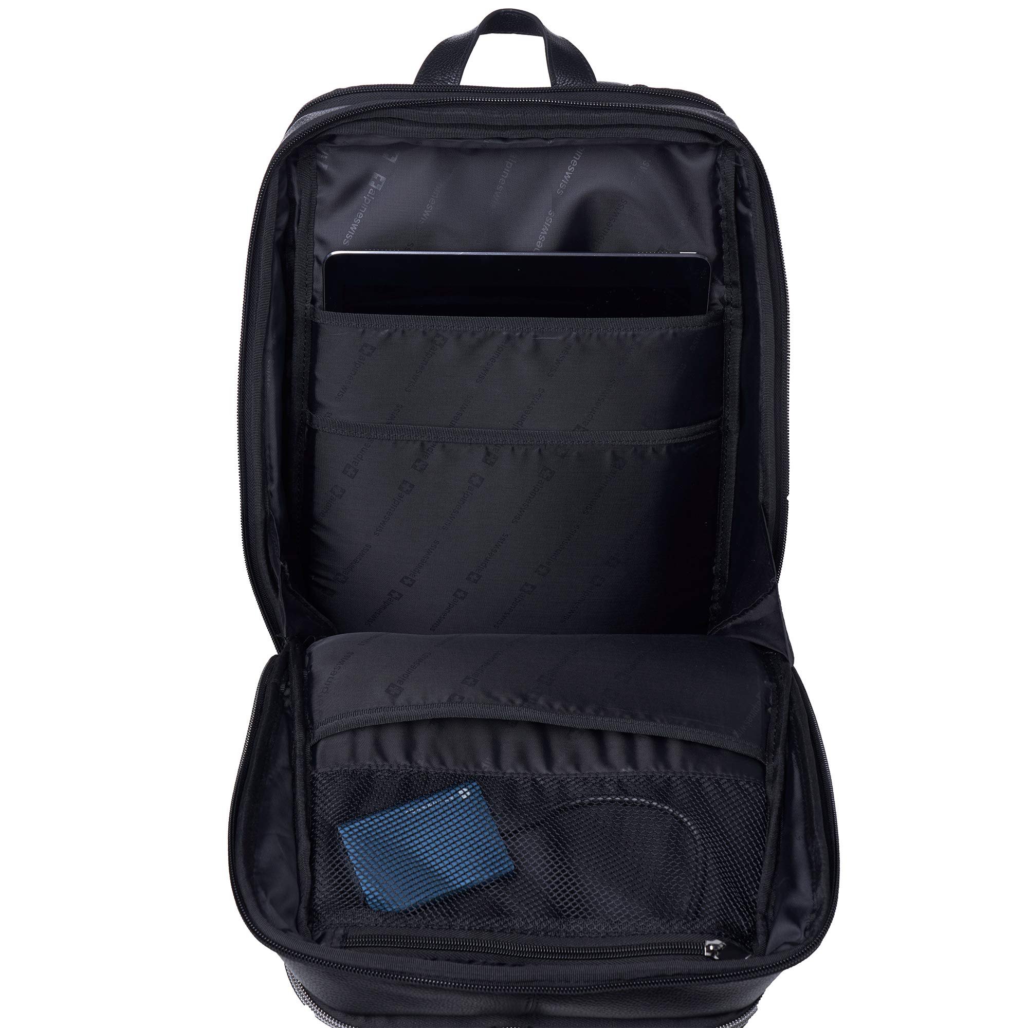 Alpine Swiss Leather Laptop Backpack 15” Notebook Computer Travel Back Pack Bag
