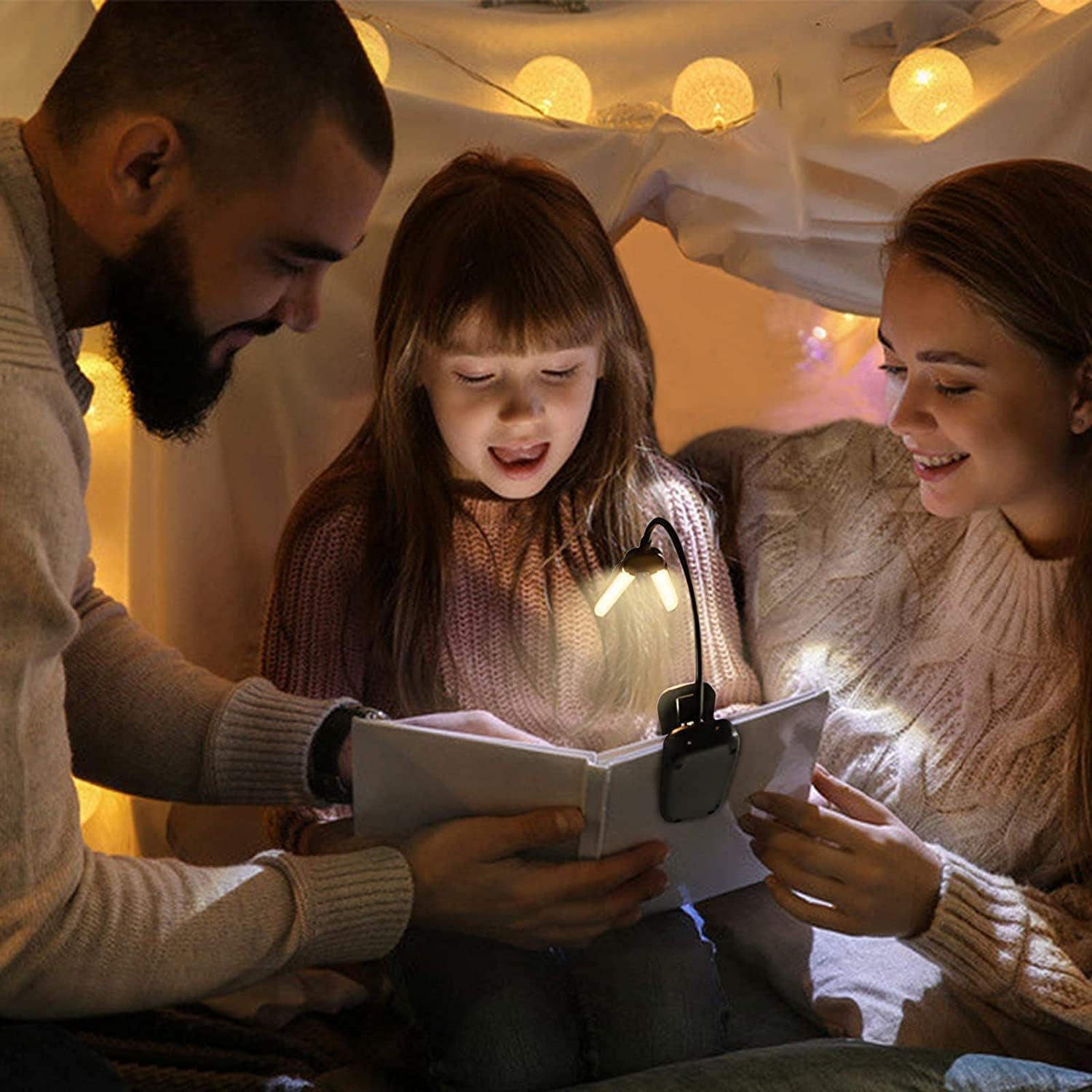 Vekkia 14 LED Rechargeable Book-Light for Reading at Night in Bed, Warm/White Reading Light with Clamp, 180° Adjustable Clip on Light, Lightweight Eye Care Book Light, Perfect for Book Lovers