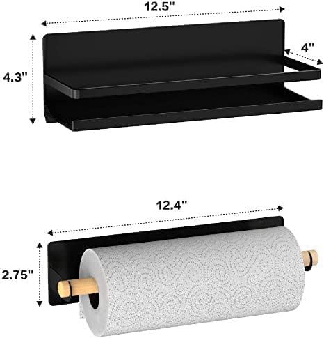 SANNO Magnetic Spice Rack for Refrigerator, Magnetic Paper Towel Holder Strong Magnet Shelf Kitchen Storage Organizer for Side of Fridge,Over Stove,Save Space on Counter