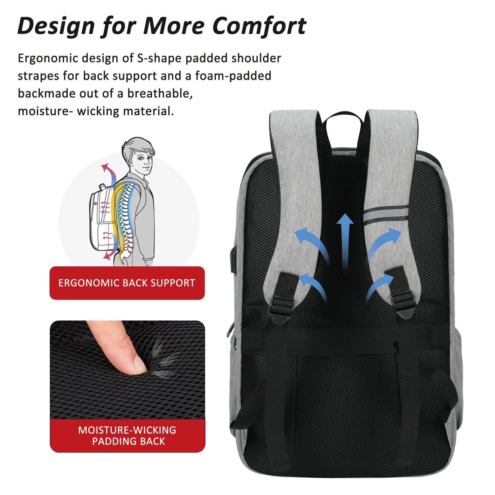 MAXTOP Travel Laptop Backpack with USB Charging Port Anti-Theft[Water Resistant] College School Bookbag Fits 17 Inch Laptop