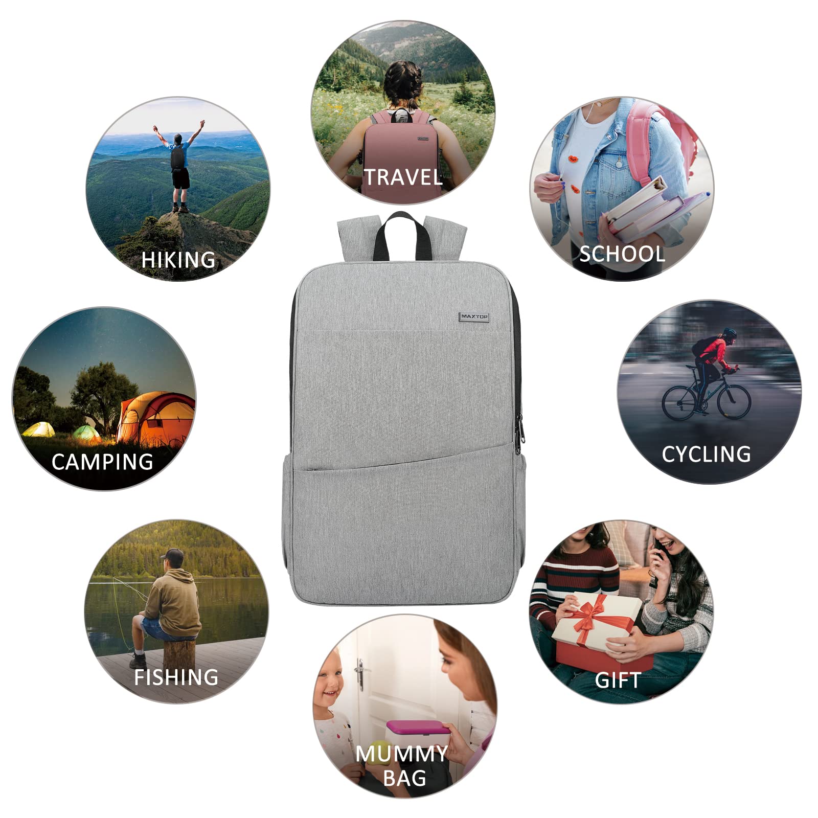 MAXTOP Travel Laptop Backpack with USB Charging Port Anti-Theft[Water Resistant] College School Bookbag Fits 17 Inch Laptop