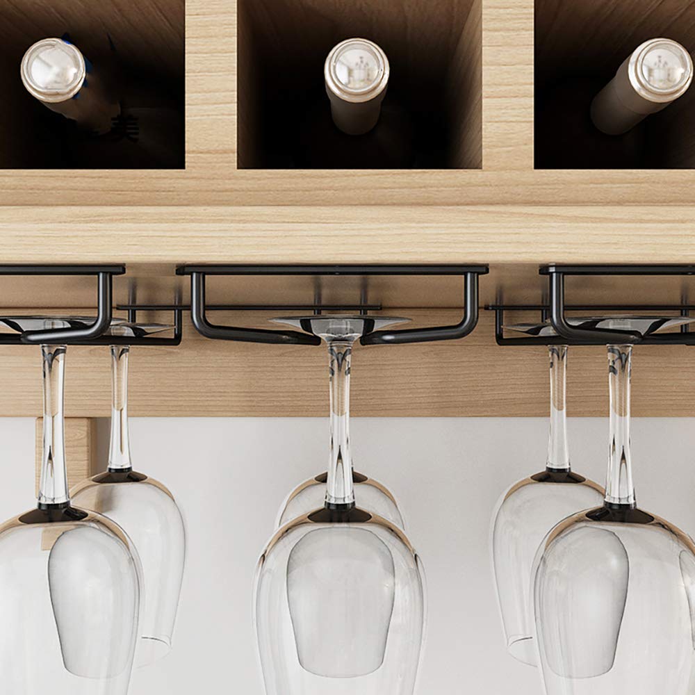 Black Stemware Rack,Wire Hanging Rack,Under Cabinet Wine Glass Rack,Wine Glass Hanging Rack 2 Pack 14 Inch