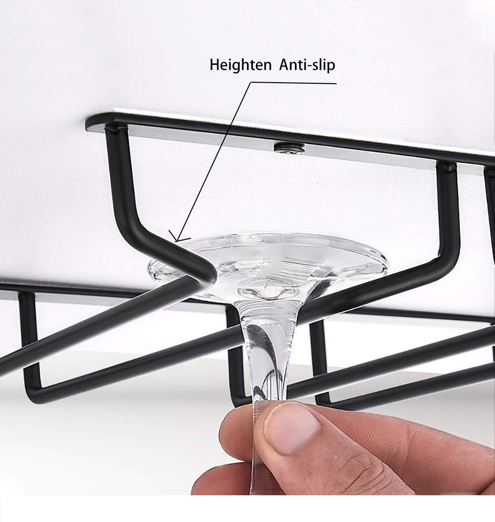 Black Stemware Rack,Wire Hanging Rack,Under Cabinet Wine Glass Rack,Wine Glass Hanging Rack 2 Pack 14 Inch