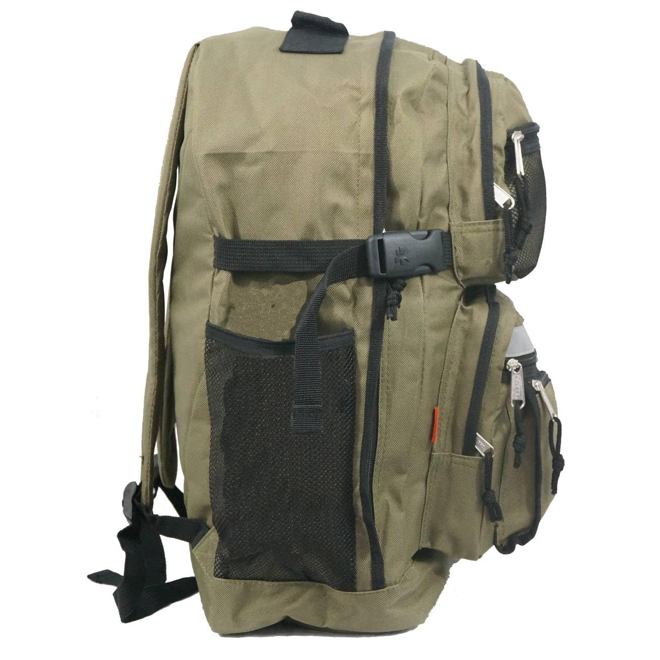 K-Cliffs Large Bookbag Student School Book Bags Big Emergency Backpack Reflective Stripe, Olive