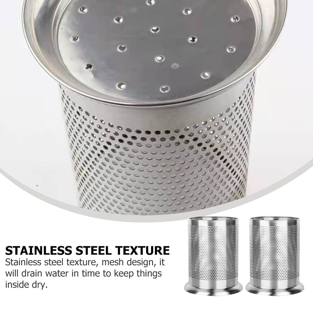 Cabilock 2pcs Kitchen Utensil Chopsticks Straw Holder Stainless Steel Silverware Holder Countertop Utensil Holder for Kitchen Home Office Pen Holder Organizer