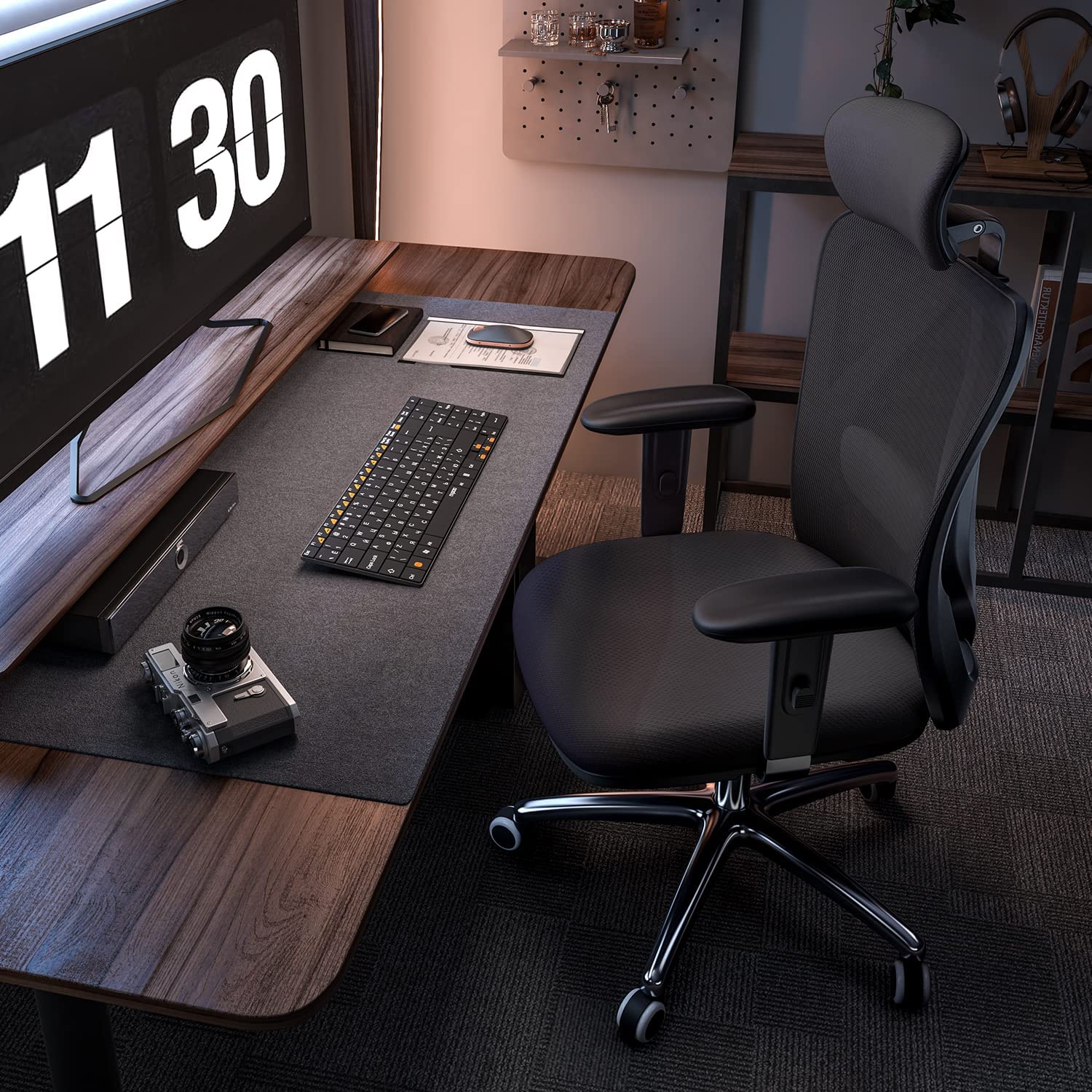 SIHOO Ergonomic Office Chair, Big and Tall Office Chair, Adjustable Headrest with 2D Armrest, Lumbar Support and PU Wheels, Swivel Computer Task Chair for Office, Tilt Function Computer Chair