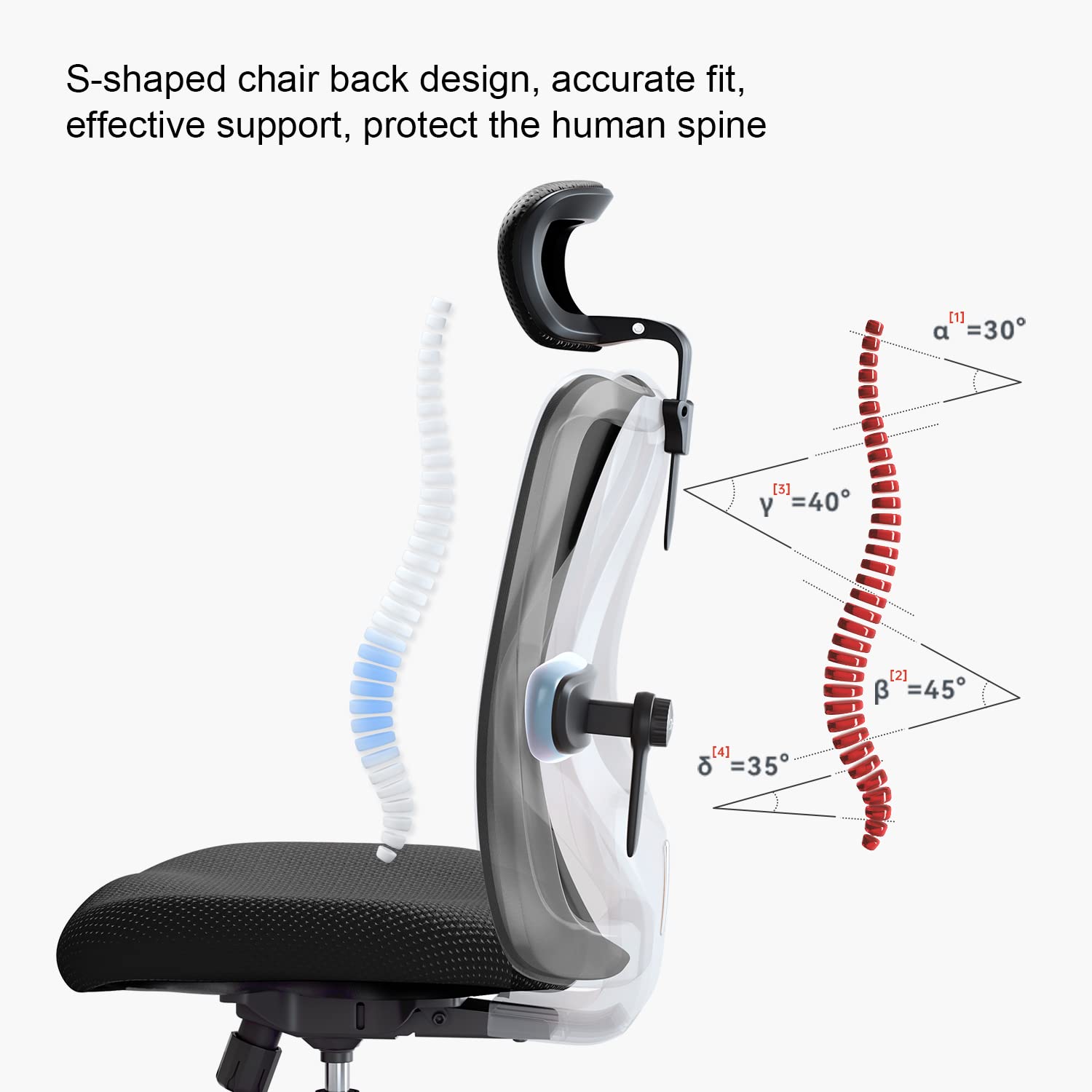 SIHOO Ergonomic Office Chair, Big and Tall Office Chair, Adjustable Headrest with 2D Armrest, Lumbar Support and PU Wheels, Swivel Computer Task Chair for Office, Tilt Function Computer Chair