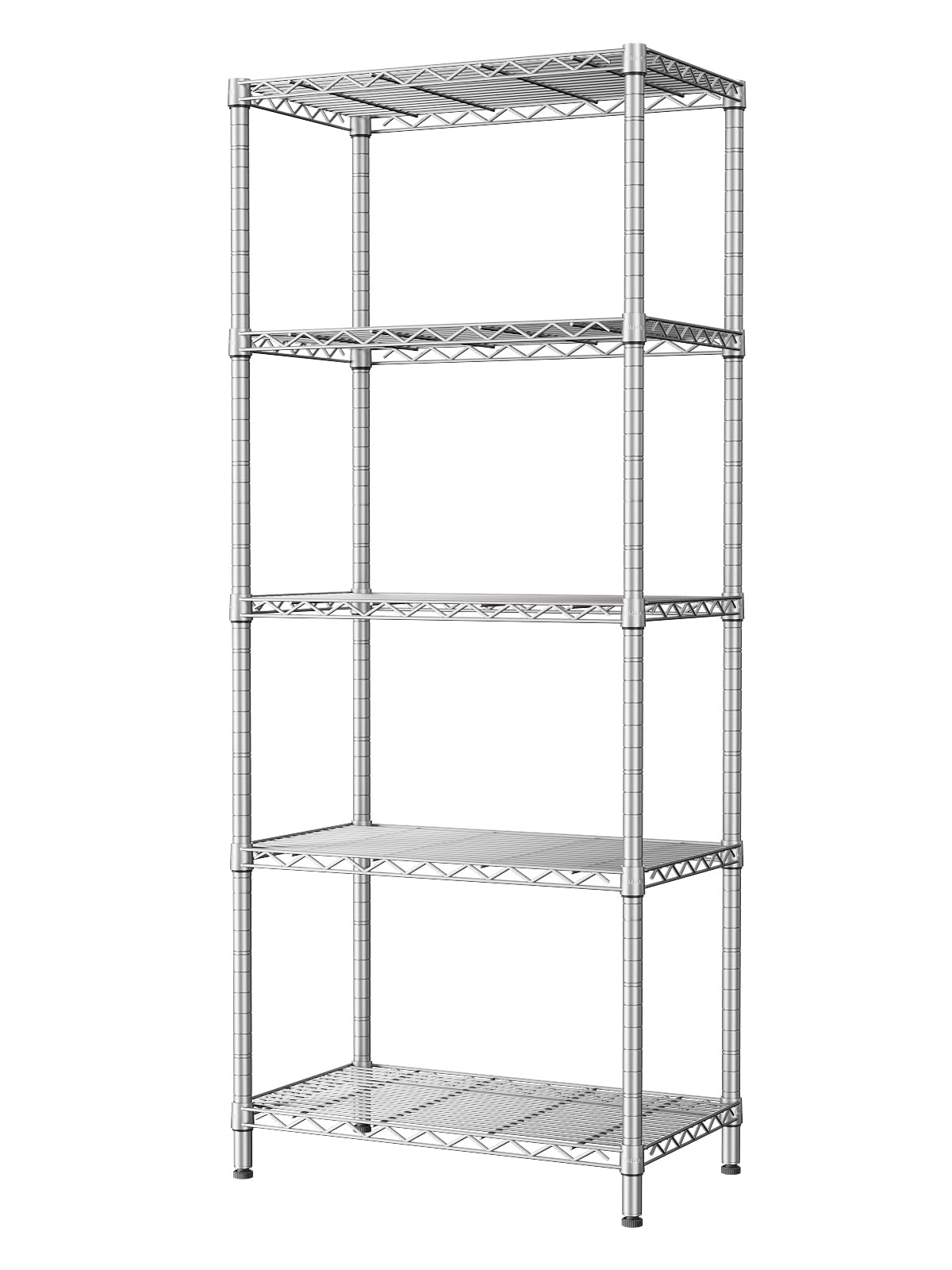 SINGAYE 5 Tier Adjustable Storage Shelf Metal Storage Rack Wire Shelving Unit Storage Shelves Metal 660Lbs Capacity 23.6" L x 14" W x 59.1" H for Pantry Closet Kitchen Laundry Silver