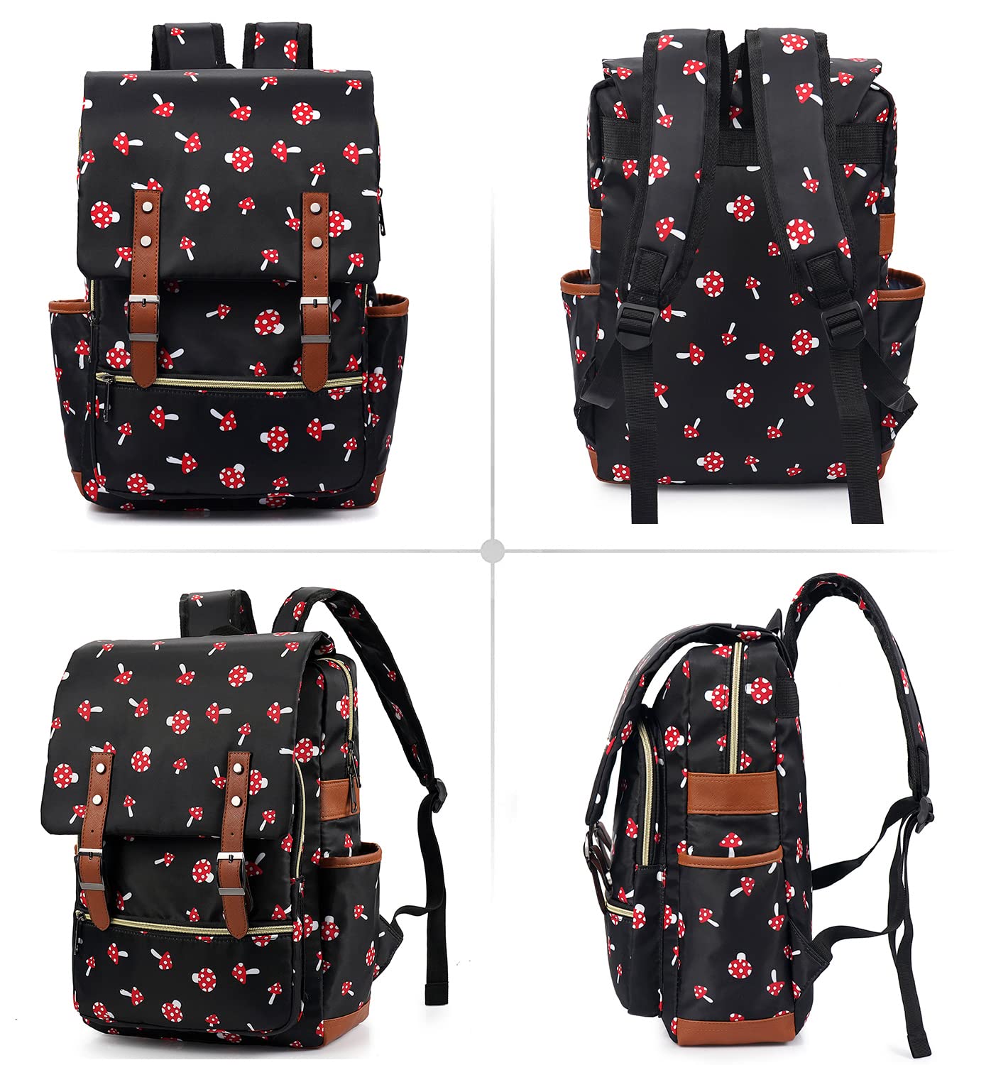 Junlion Slim Laptop Backpack College Student School Bag Travel Rucksack Daypack Mushroom