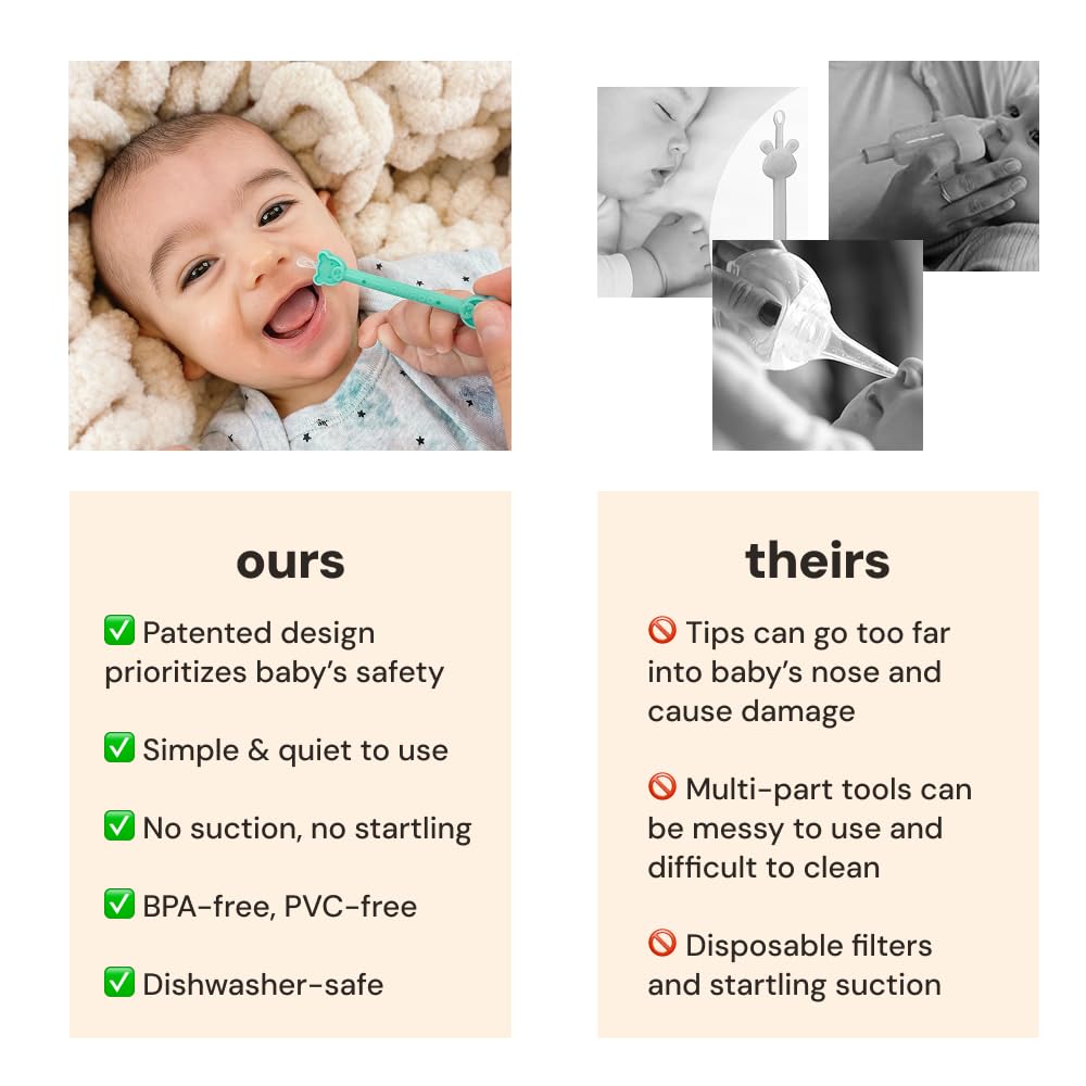 oogiebear - Nose and Ear Gadget. Safe, Easy Nasal Booger and Ear Wax Remover for Newborns, Infants and Toddlers. Dual Earwax and Snot Remover. Aspirator Alternative