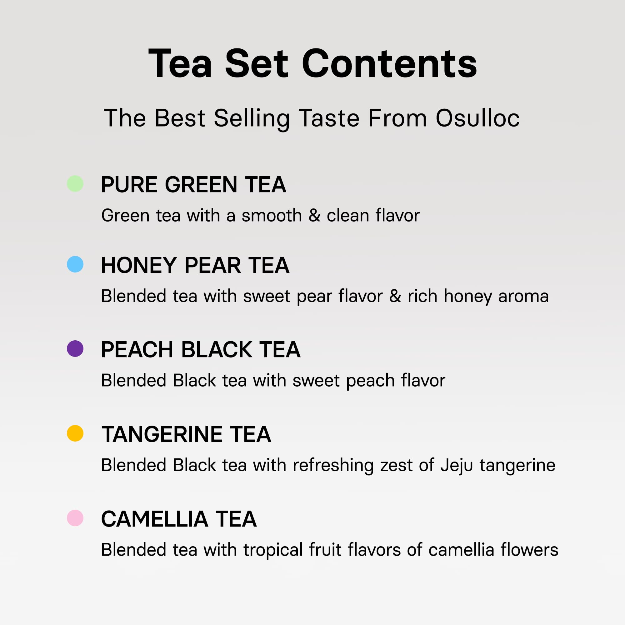 OSULLOC Premium Tea Collection Gift Set, Premium Organic Pure & Blended Tea from Jeju, Tea Bag Series 40 count, 8 flavors x 5 EA