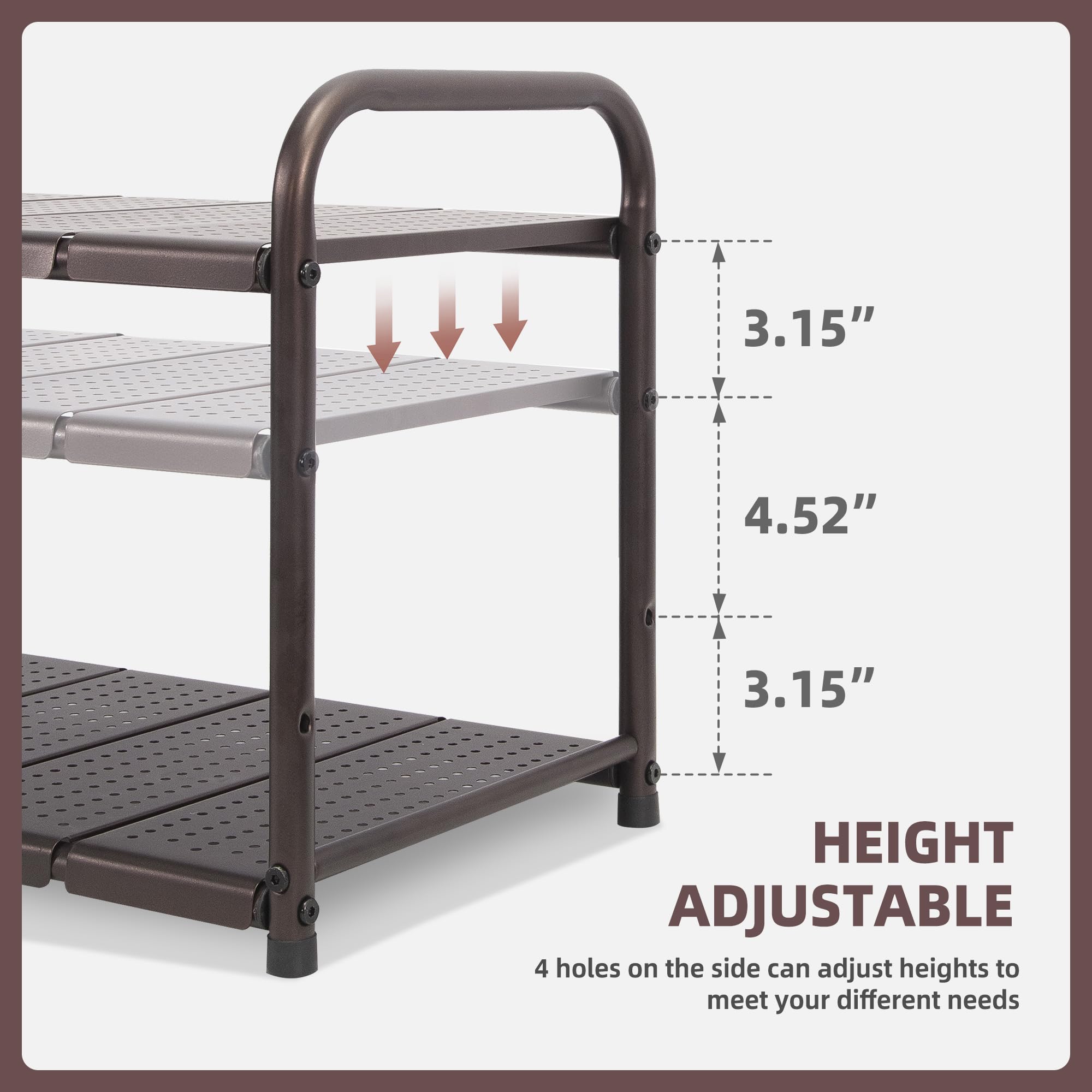 STORAGE MANIAC Under Sink 2 Tier Expandable (Width & Height) Shelf Organizer, Under Sink Organizer and Storage with 10 Removable Steel Panels for Kitchen, Bathroom - from 18.5 to 30 Inches, Bronze