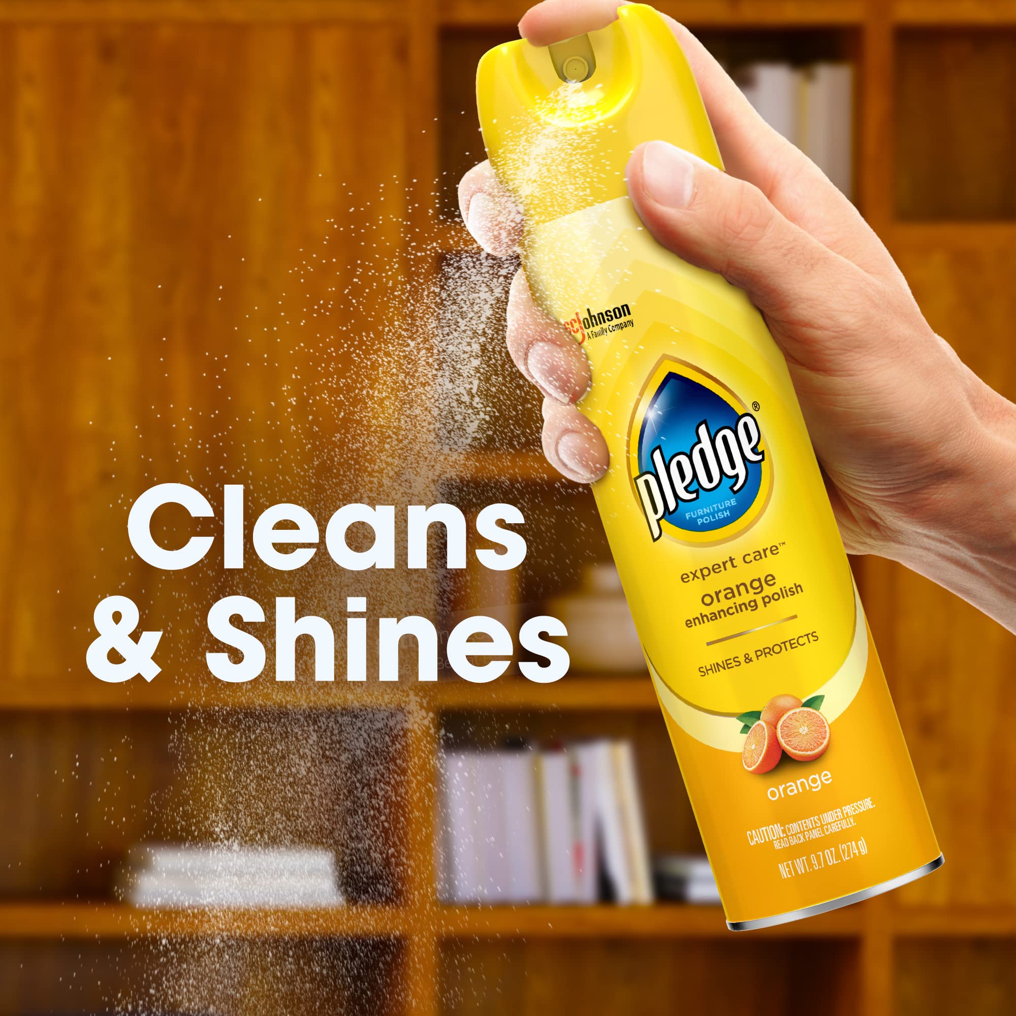 Pledge Multi-Surface Furniture Polish Spray, Works on Wood, Granite, and Leather, Shines and Protects, Orange, 9.7 oz (Pack of 3)