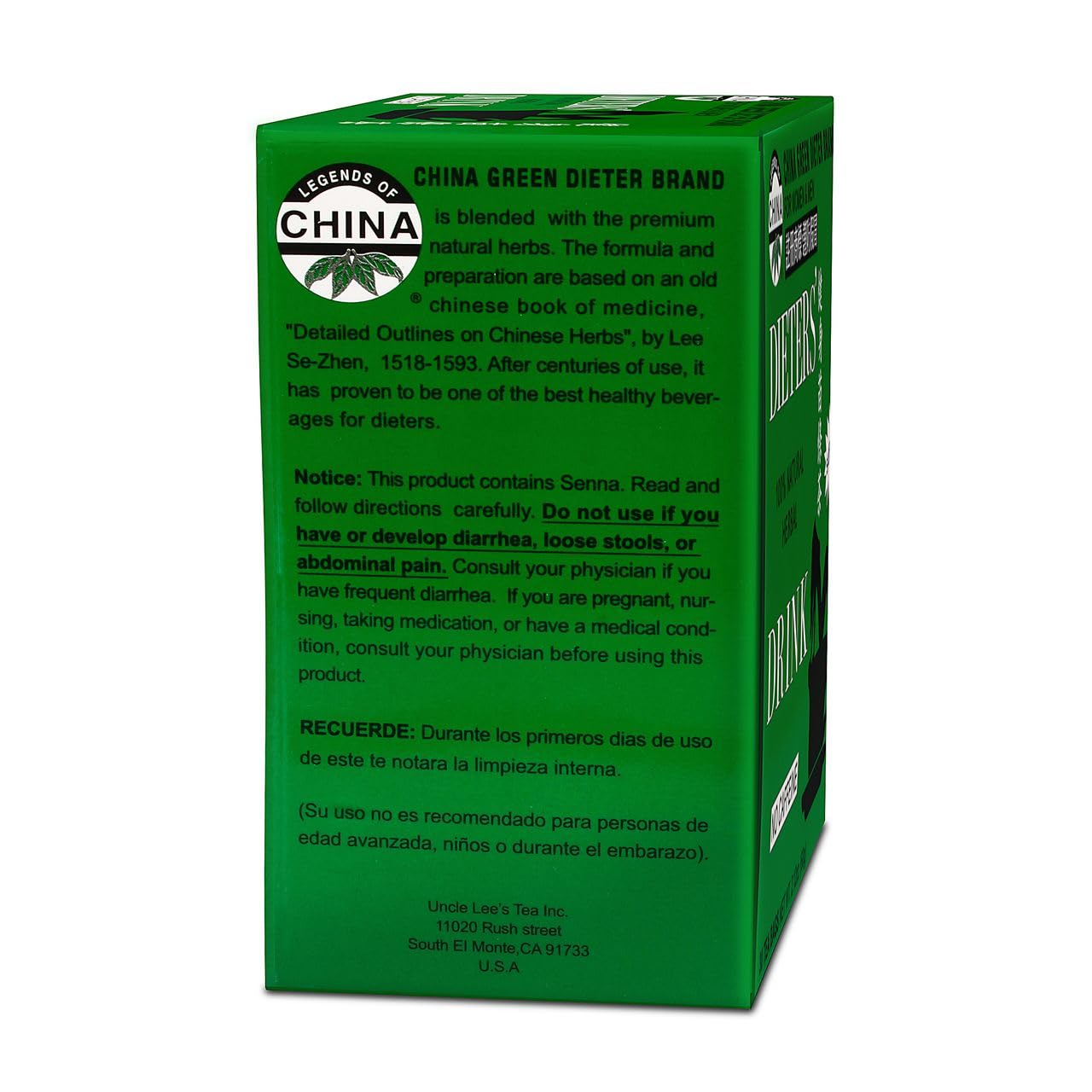 Uncle Lee's China Green Herbal Tea, No caffeine, 100% Natural, 30 Count (Pack of 3)