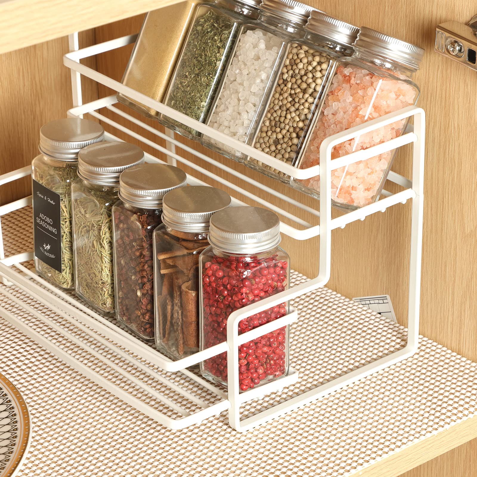 BAKHUK Grip Shelf Liner, 2 Rolls of Non-Adhesive 17 Inch x 25 Feet Cabinet Liner Durable Organization Liners for Kitchen Cabinets Drawers Cupboards Bathroom Storage Shelves (White)