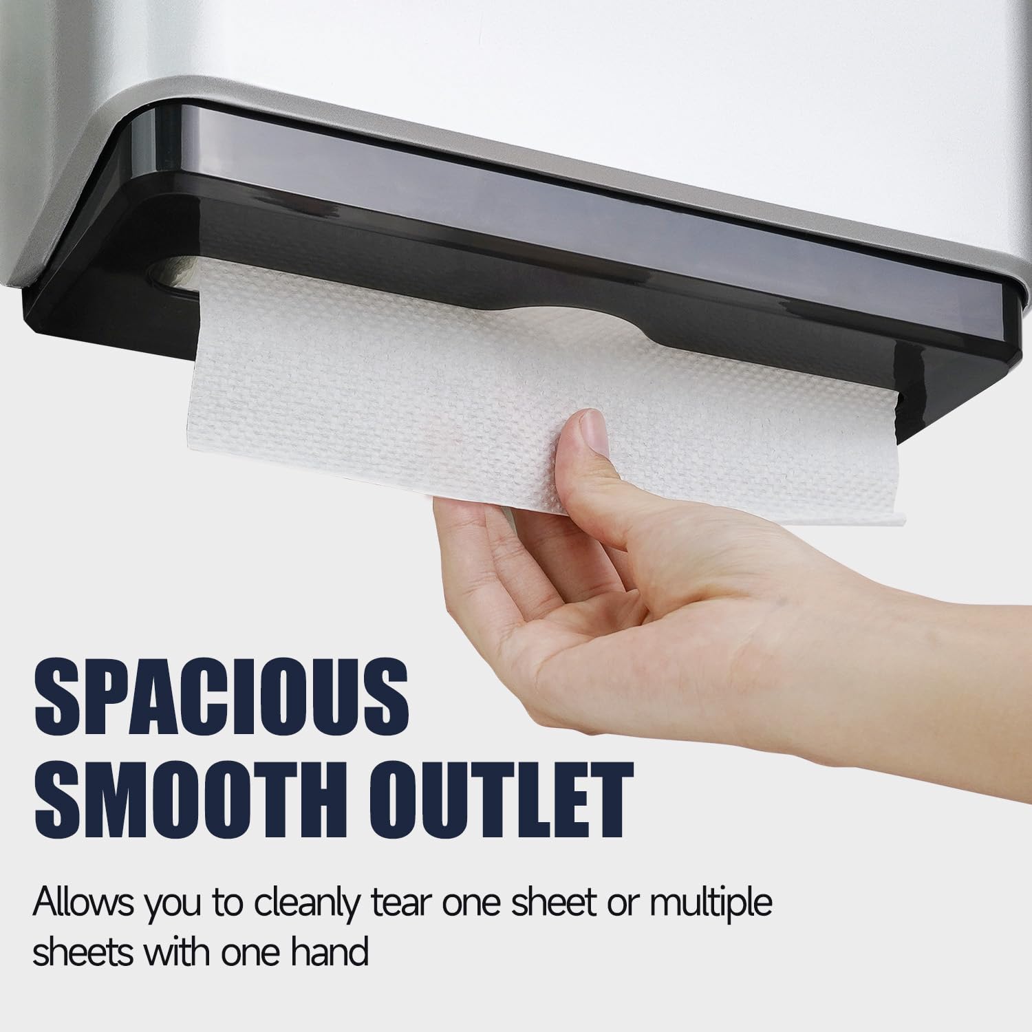 AIKE Multifold Paper Towel Dispenser, Wall Mount Tissue Dispenser with Smart Lock, 200 Sheets Silver, Folded Size 10" x 3.1" Or Smaller