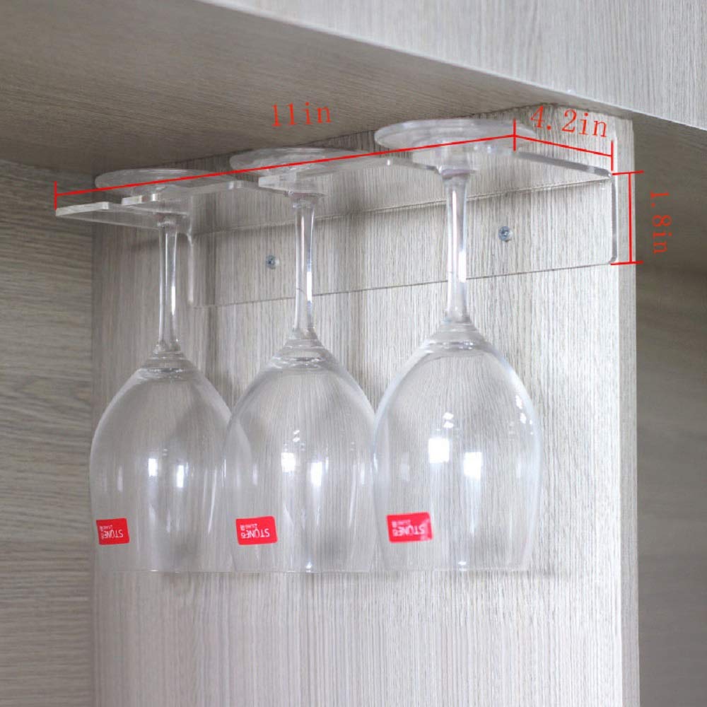 Wine Glass Holder Under Cabinet Goblet Wine Glass Holder Kitchen Cabinet Storage Rack Cup Hook Tableware Storage Rack Suitable for bar Kitchen (2 Set)