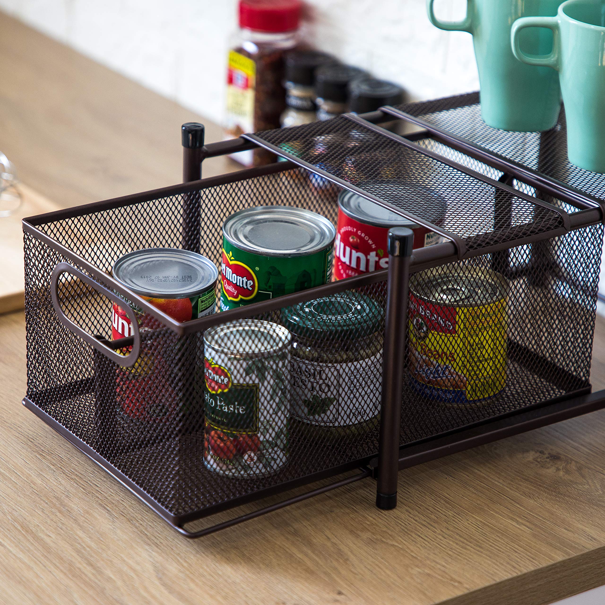 Home Zone Living Under Bathroom Sink Organizer – Sliding Basket, Inside Cabinet Storage
