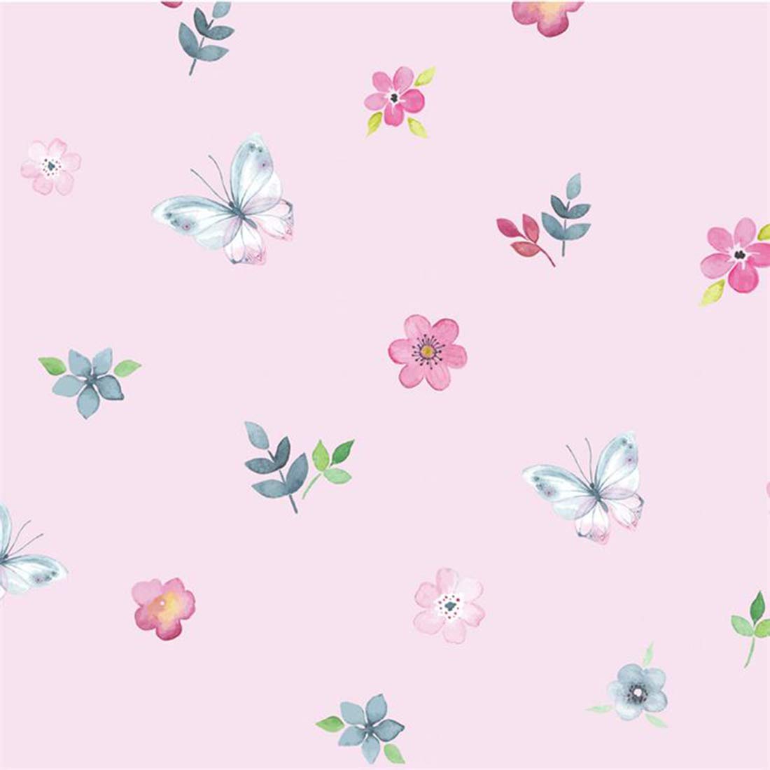 Decorative Pink Floral Butterfly Pattern Contact Paper Self Adhesive Floral Shelf Drawer Liner Cabinets Dresser Furniture Arts and Crafts Vinyl Sticker Wall Paper (17.7x78.7 Inches)