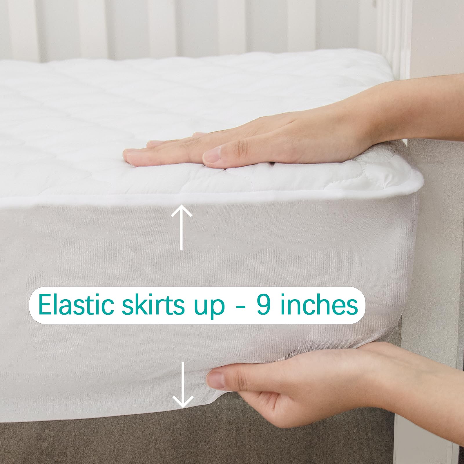 Crib Mattress Protector Waterproof & Noiseless Crib Mattress Pad Cover, Skin Friendly & Breathable & Machine Wash 100% Absorbent Crib Toddler Mattress Protector, (Quilted Improved Thickness)