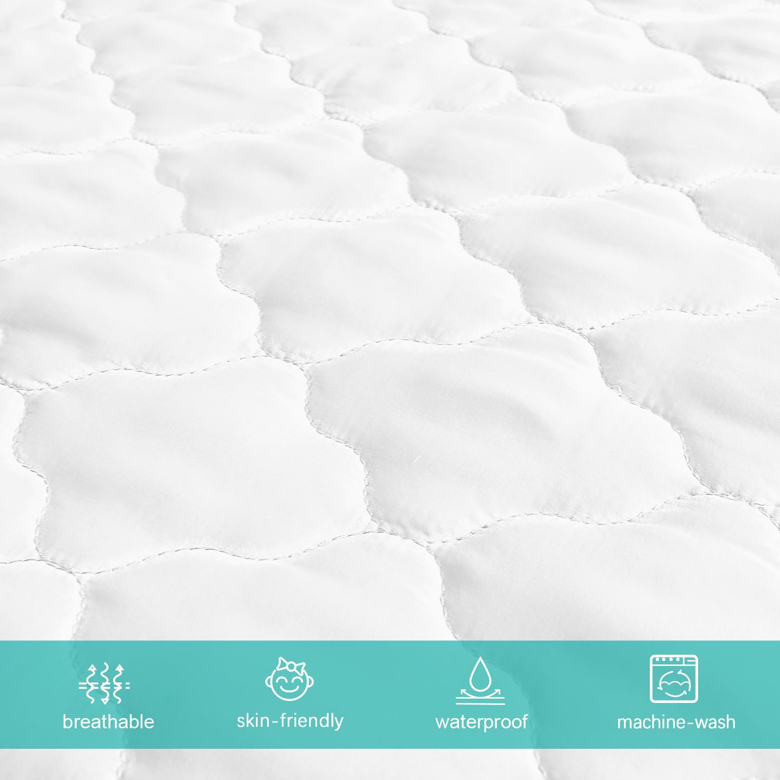 Crib Mattress Protector Waterproof & Noiseless Crib Mattress Pad Cover, Skin Friendly & Breathable & Machine Wash 100% Absorbent Crib Toddler Mattress Protector, (Quilted Improved Thickness)