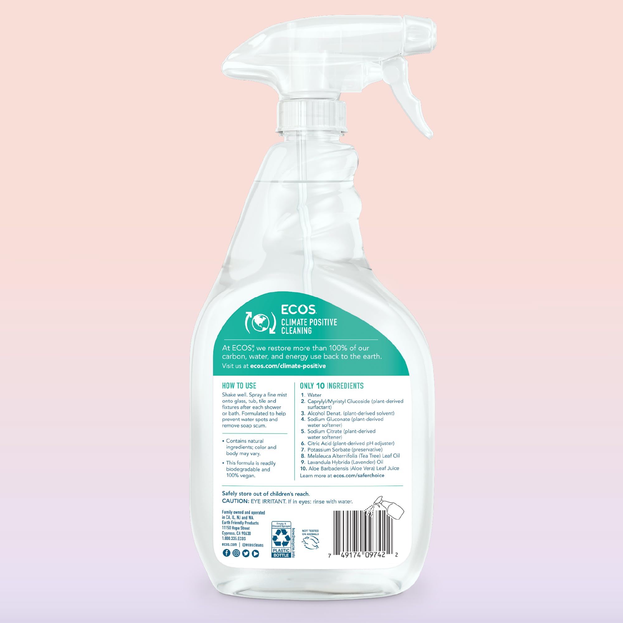 ECOS® Bathroom/Shower Cleaner with Tea Tree Oil, 22oz bottle by Earth Friendly Products ),22 Fl Oz (Pack of 2)