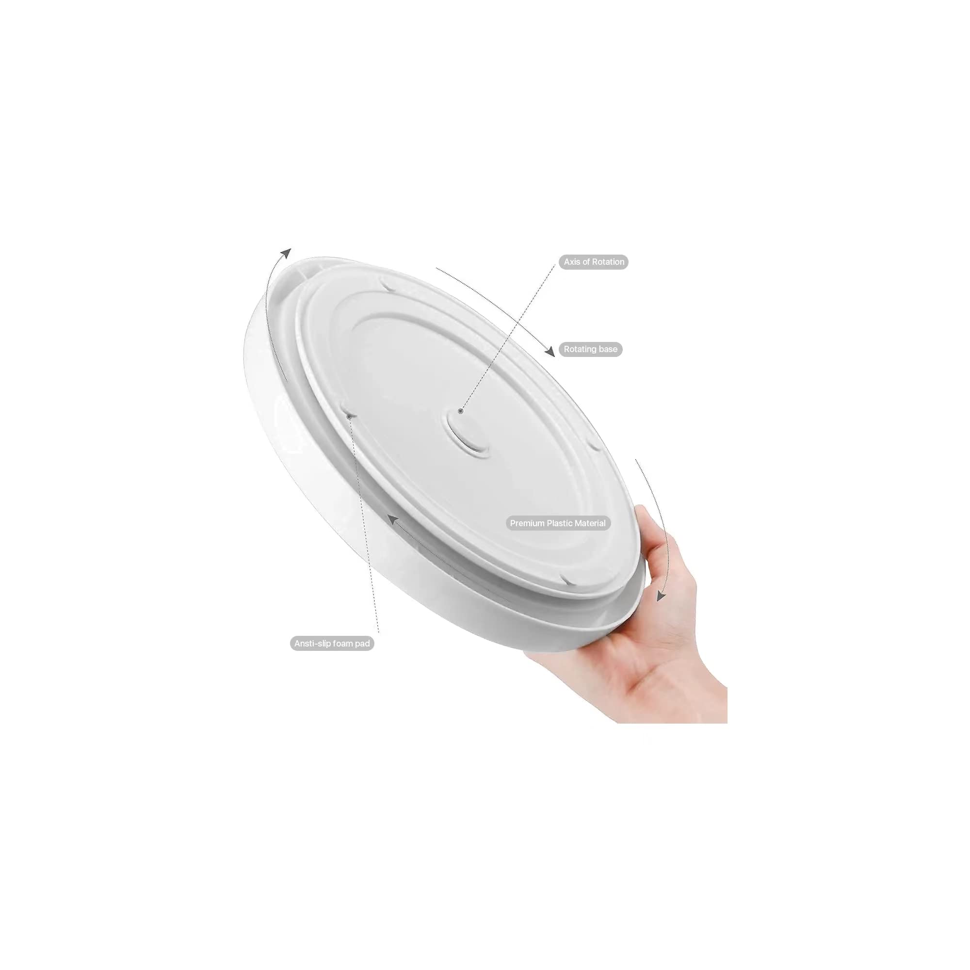 Lazy Susan Organizer 1 Pack, Non-Skid Lazy Susan Turntable 10-12 Inch for Cabinet, Pantry, Kitchen, Countertop, Vanity Display Stand White/Grey (10 INCH)