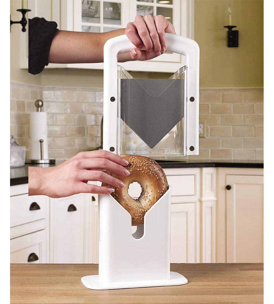 Hoan The Original Bagel Guillotine Universal Slicer, 9.25-Inch, White