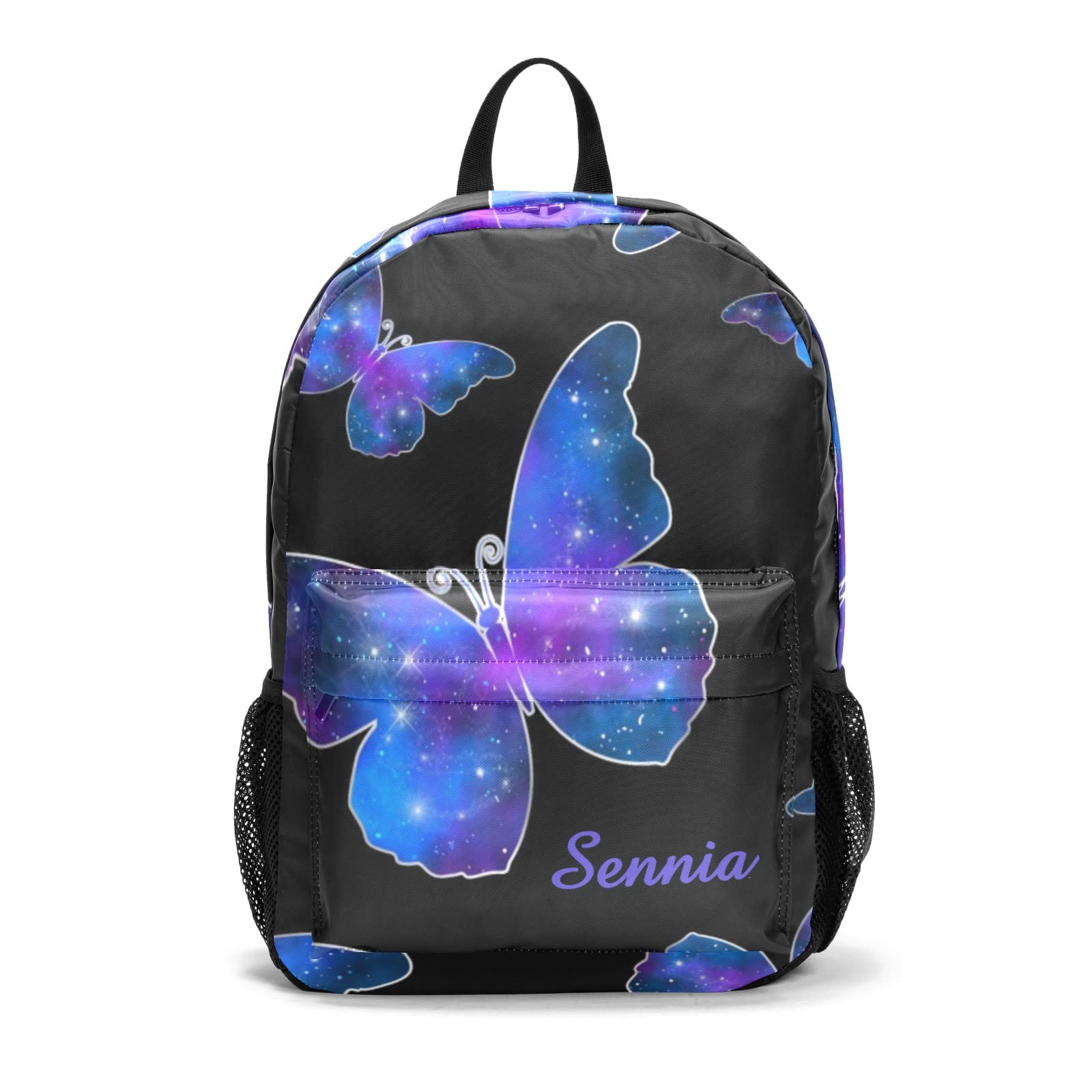 Personalized School Backpack,Galaxy Butterfly Custom Casual 17 Inch Durable Bag for Girls Boys