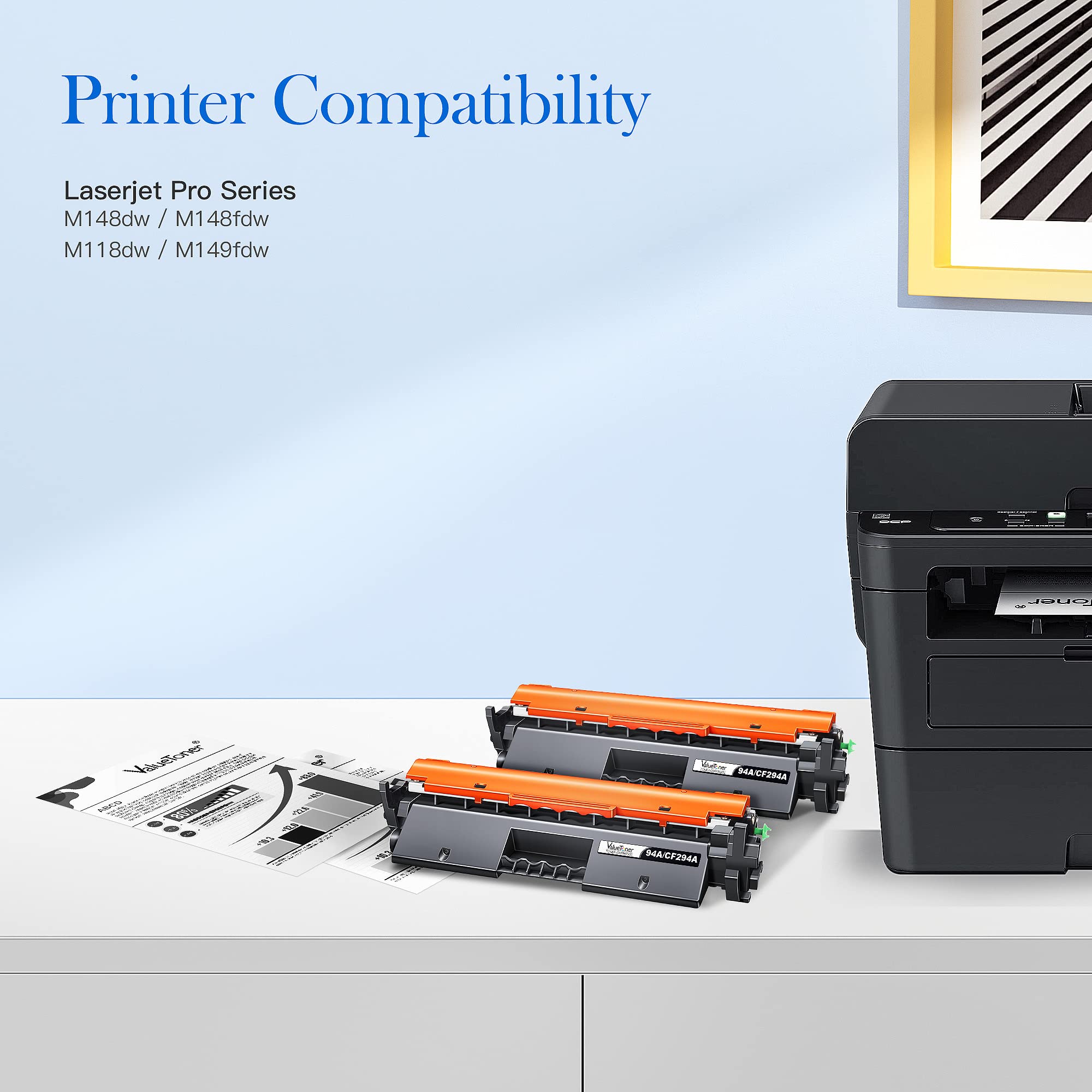 Valuetoner Compatible Toner Cartridge Replacement for HP 94A CF294A to use with Laserjet Pro MFP M148dw, M148fdw, M118dw, M149fdw, Laserjet M148, M118, M149(Black, 2 Pack)