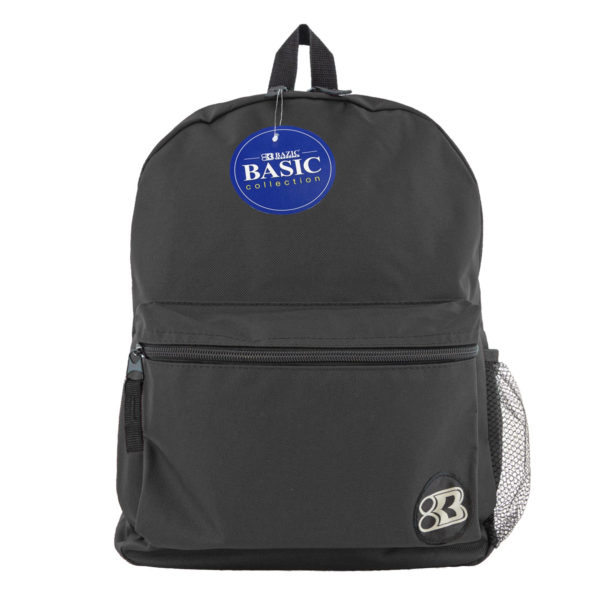 BAZIC School Backpack 16" Black, Lightweight School Bag for Students Men Women Travel, Fit 13 inch Laptop Notebook, 1-Pack