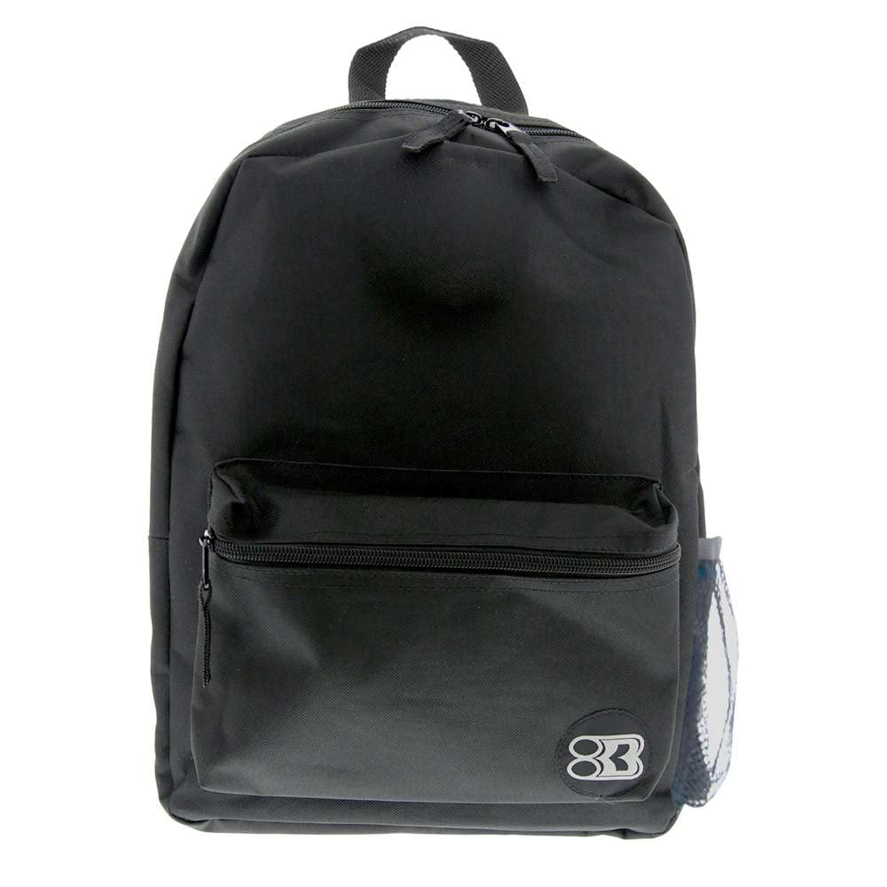 BAZIC School Backpack 16" Black, Lightweight School Bag for Students Men Women Travel, Fit 13 inch Laptop Notebook, 1-Pack