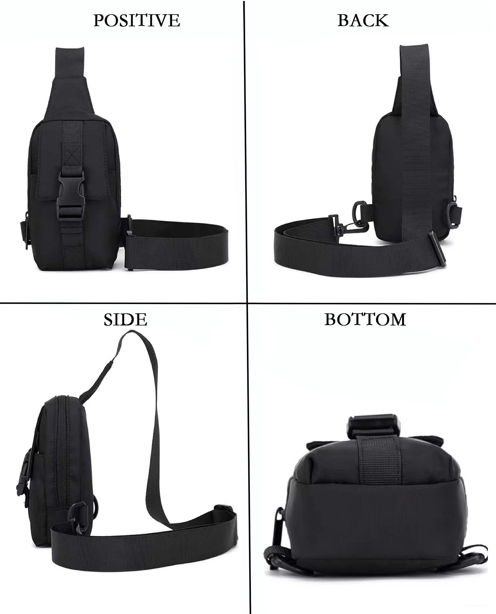 Ousawig Small Sling Backpack Mens Crossbody Bag Lightweight Chest Daypacks Shoulder Bag for Men Travel Hiking (black2)