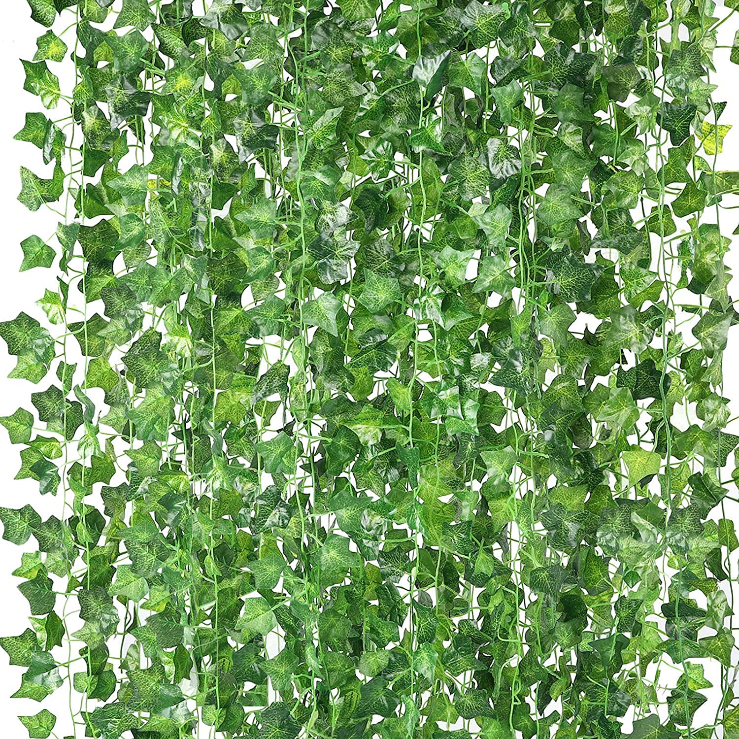 HATOKU 12pcs 84ft Fake Ivy Vines Artificial Ivy Leaves Fake Ivy Garland Greenery Hanging Vines for Wedding Bedroom Wall Indoor Outdoor Home Decoration