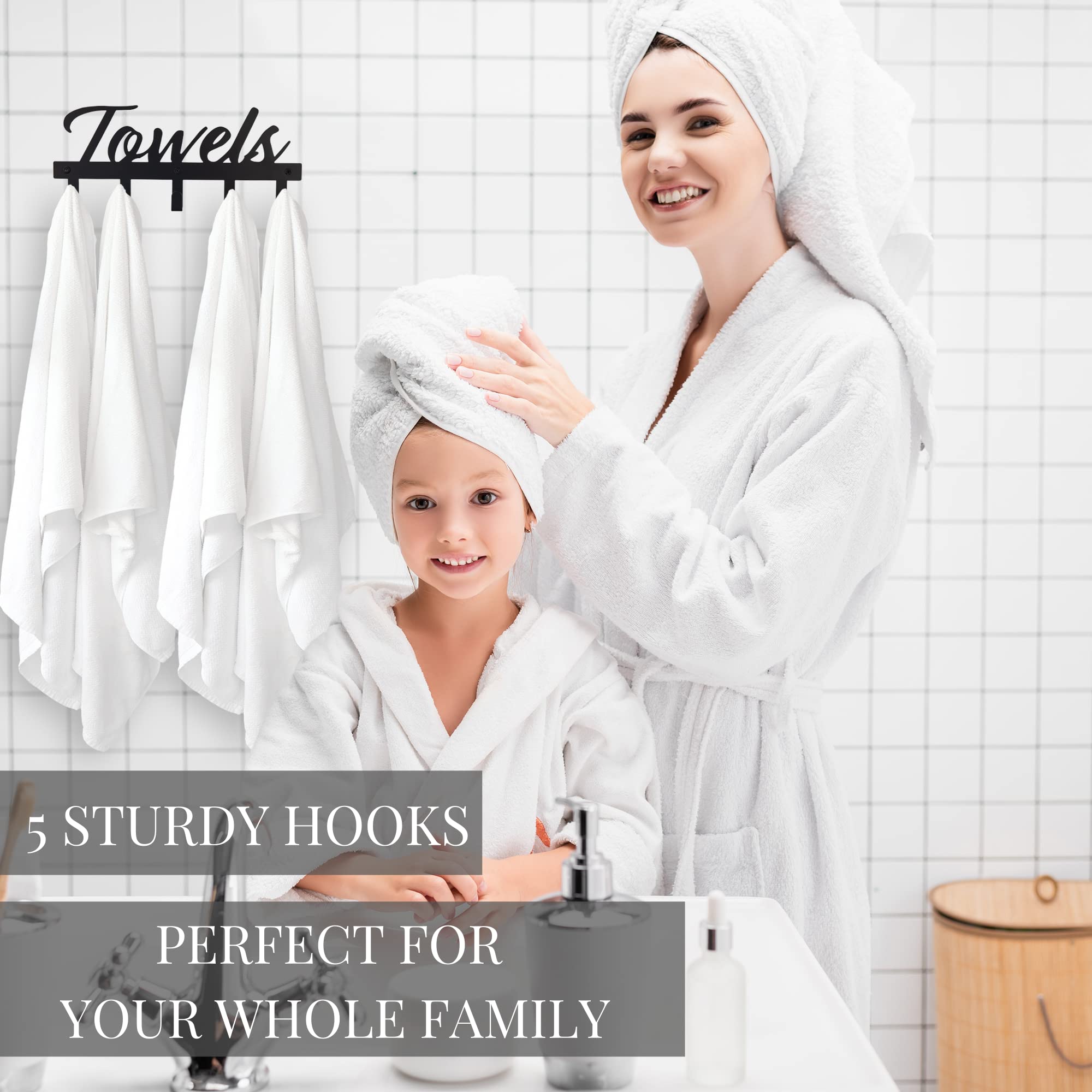 Aesthetic Bathroom Towel Rack for Wall Mount β Space Saving and Easy to Install Towel Holder Hooks - The Perfect Addition to Your Bathroom Decor