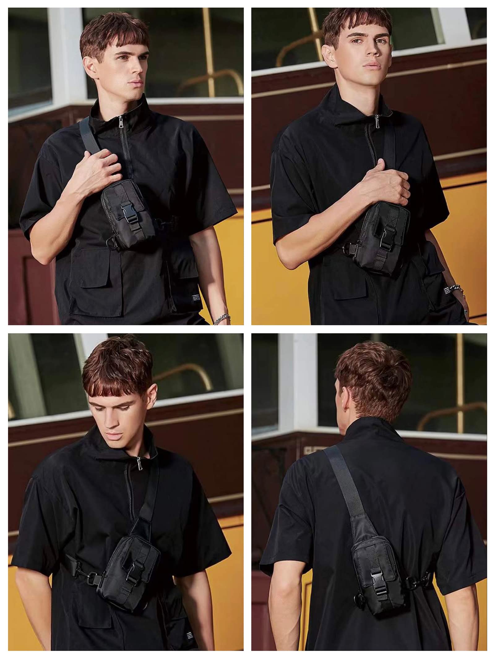 Ousawig Small Sling Backpack Mens Crossbody Bag Lightweight Chest Daypacks Shoulder Bag for Men Travel Hiking (black2)