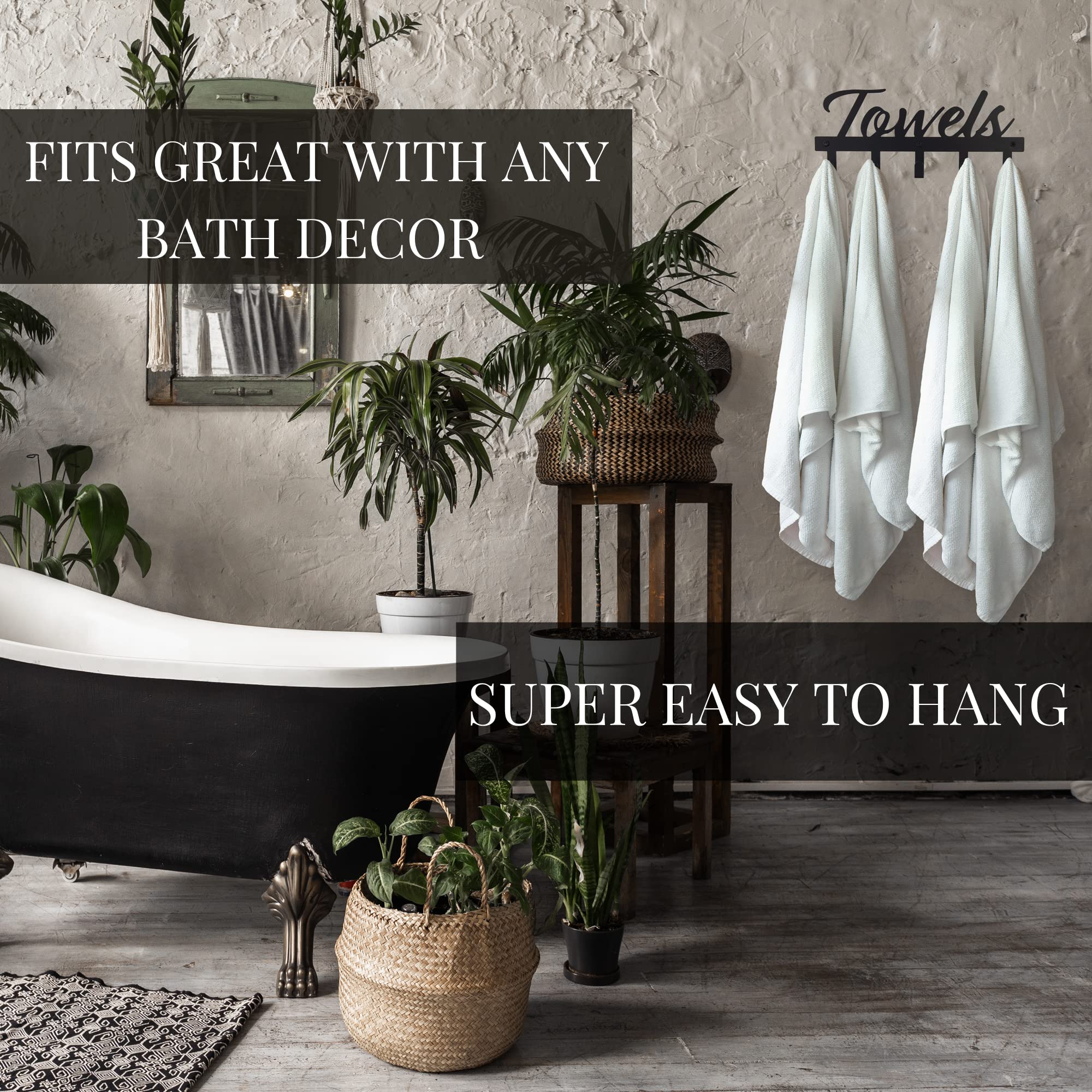 Aesthetic Bathroom Towel Rack for Wall Mount β Space Saving and Easy to Install Towel Holder Hooks - The Perfect Addition to Your Bathroom Decor