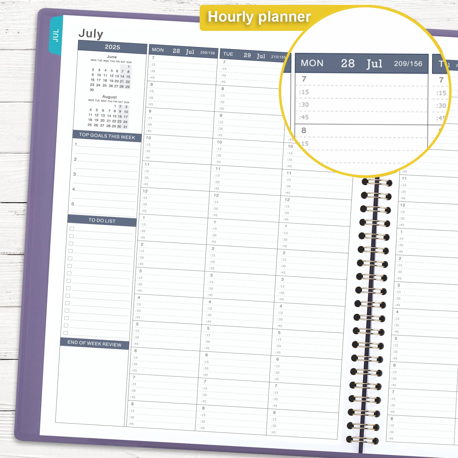 2023 Appointment Book - Weekly Appointment Book 2023, January - December 2023, Hourly Planner with Tabs, 15 Minutes, 8.26"x 10.7", Wirebound - Purple