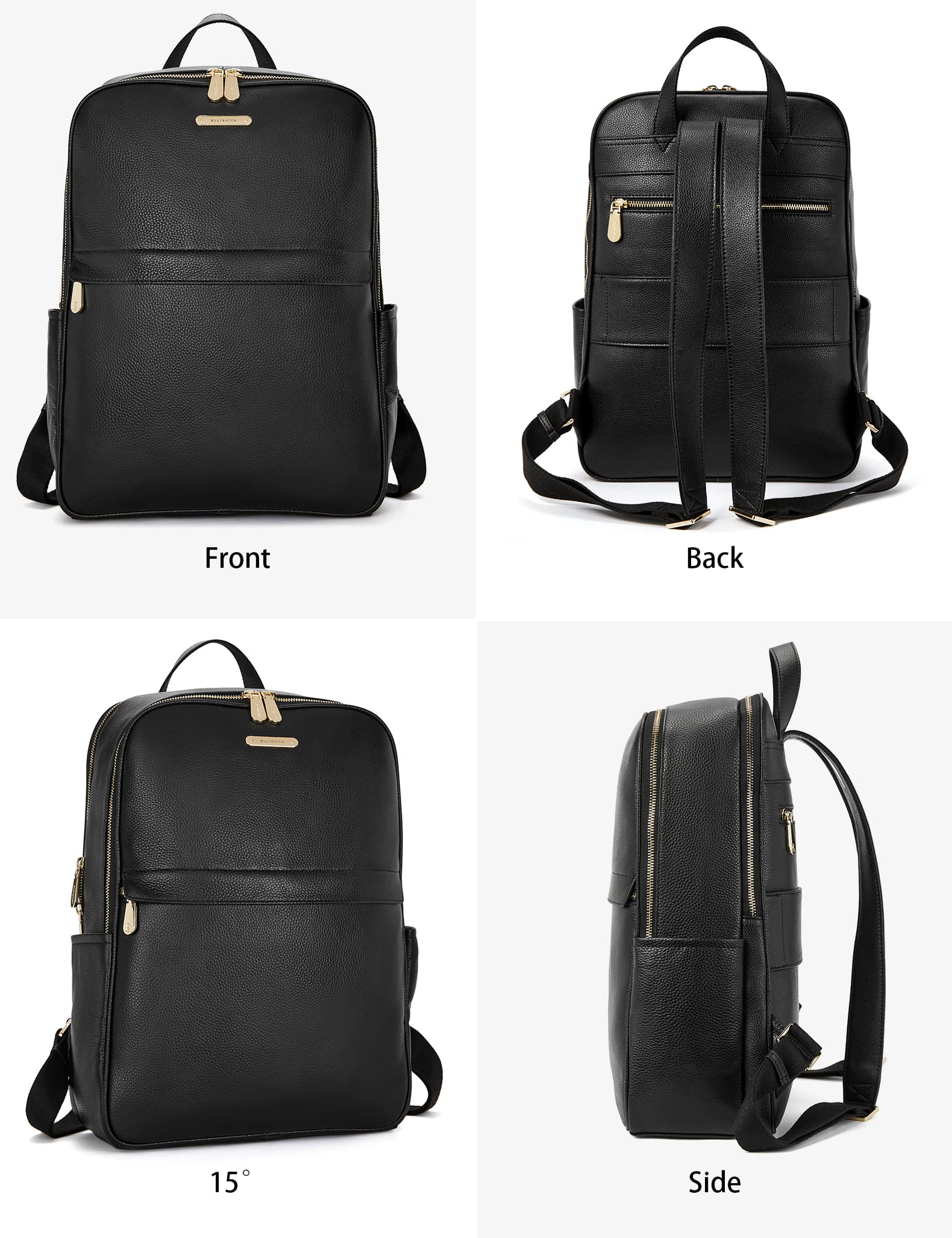 BOSTANTEN Womens Leather Wallets RFID Blocking Large Capacity&Leather 15.6 inch Laptop Backpack Computer Bag
