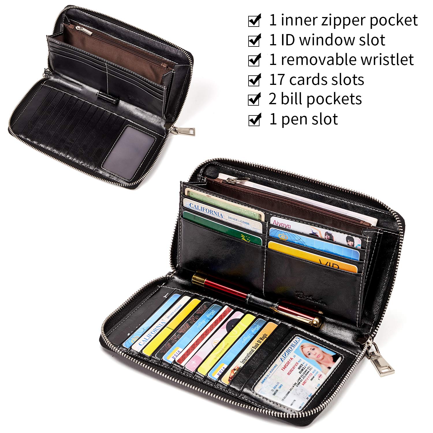BOSTANTEN Womens Leather Wallets RFID Blocking Large Capacity&Leather 15.6 inch Laptop Backpack Computer Bag