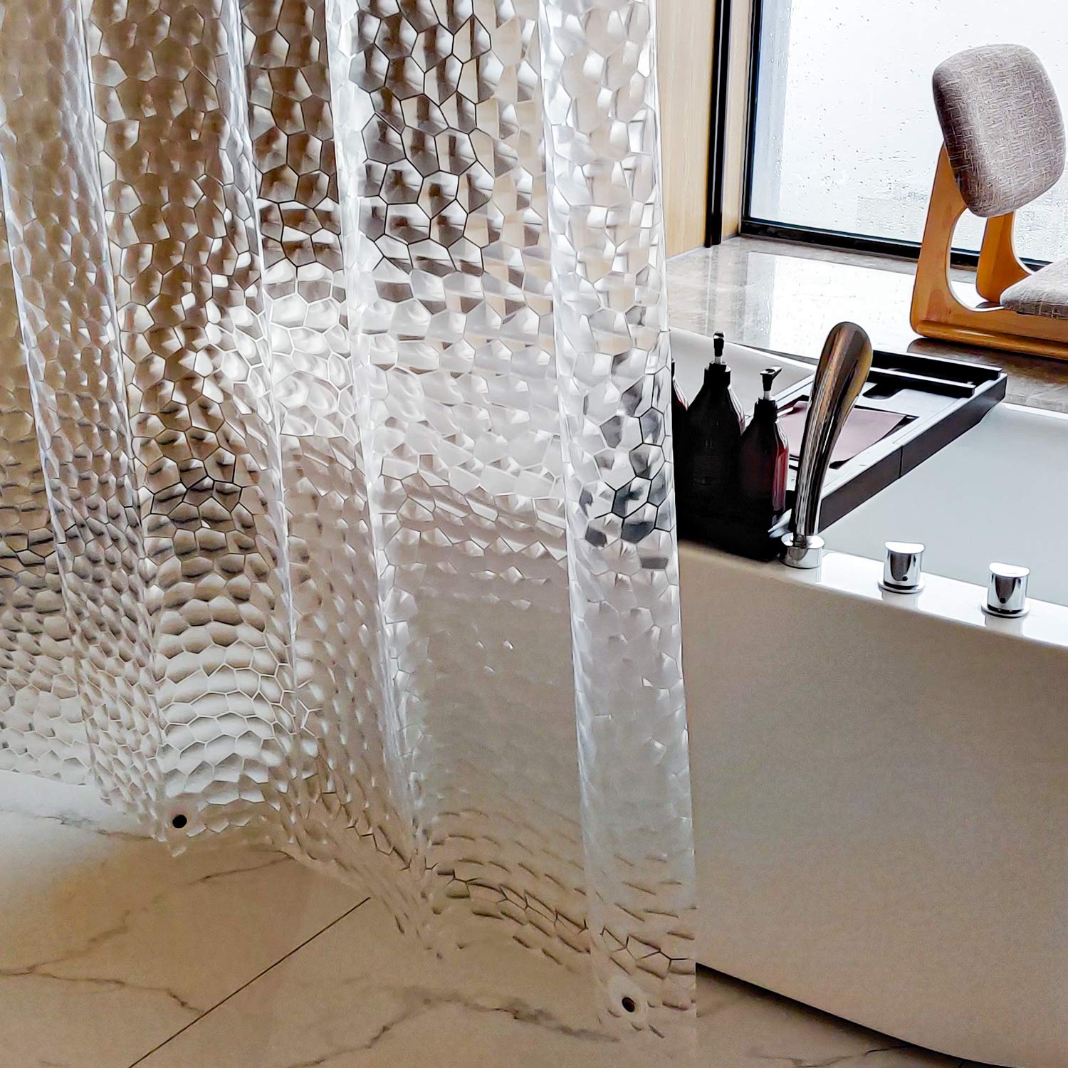 NTBAY EVA Clear Shower Curtain Liner, Water Repellent Shower Curtain for Bathroom Shower Stall, Water Cube, 72x72 Inches