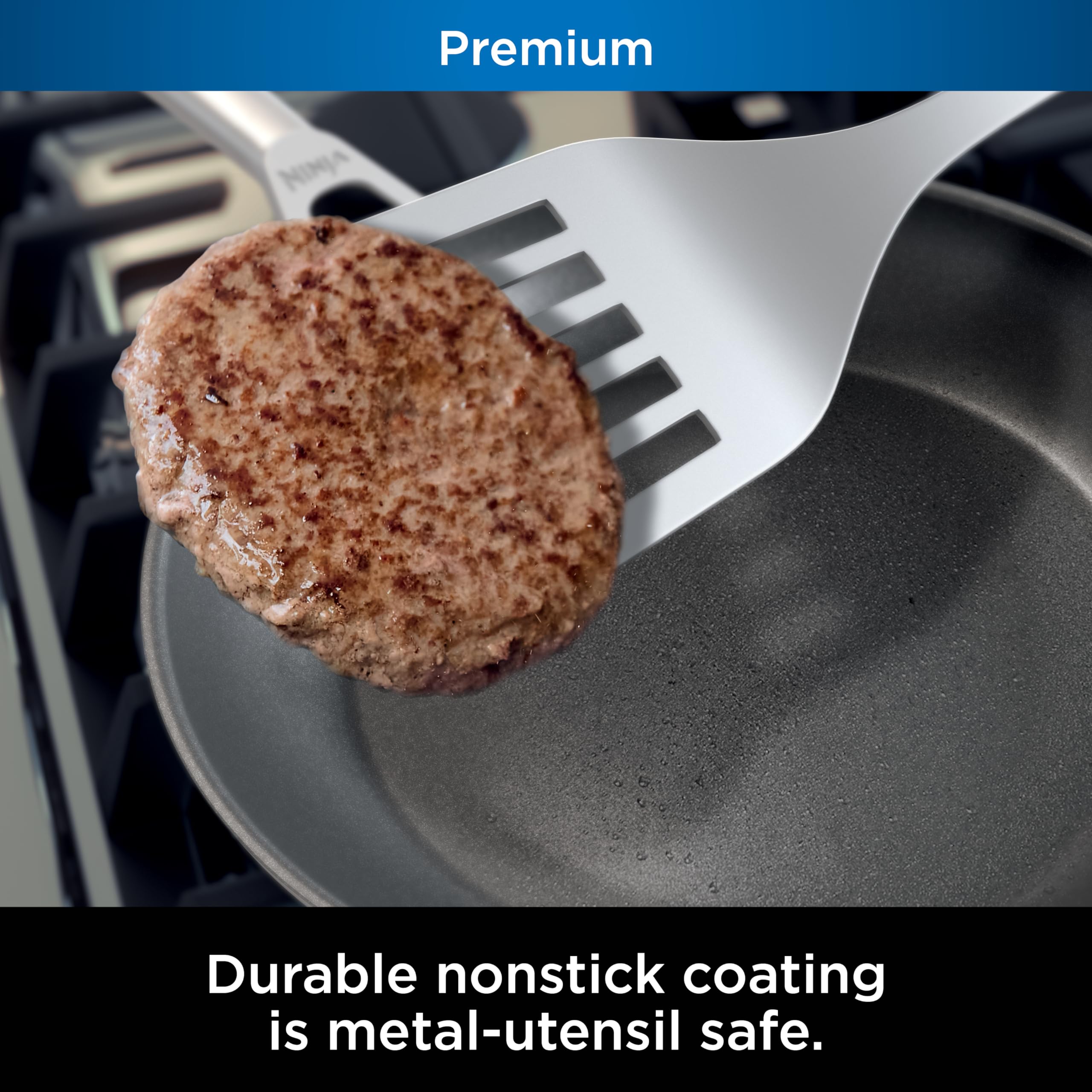 Ninja C30026 Foodi NeverStick Premium 10.25 Inch Fry Pan, Hard-Anodized, Nonstick, Durable & Oven Safe to 500°F, Slate Grey