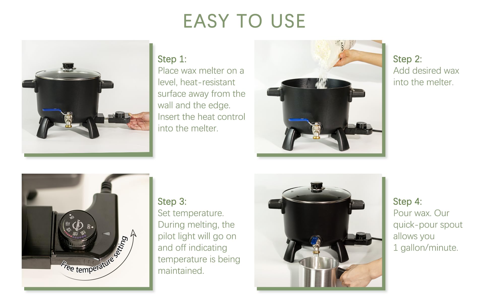 Wax Melter for Candle Making, Soy Wax Melting Pot Holds 6Qts (11 Lbs) of Melted Wax, Pouring Pot with Quick-Pour Valve