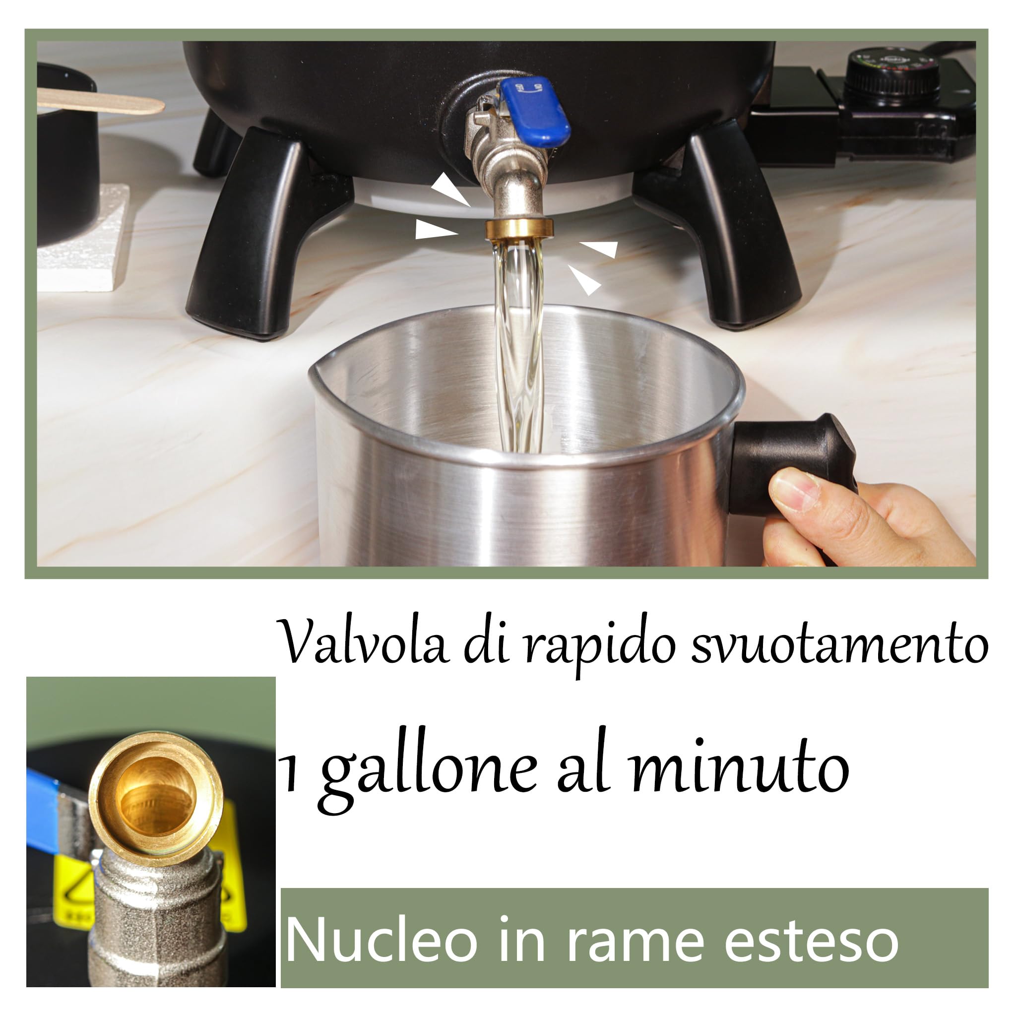 Wax Melter for Candle Making, Soy Wax Melting Pot Holds 6Qts (11 Lbs) of Melted Wax, Pouring Pot with Quick-Pour Valve