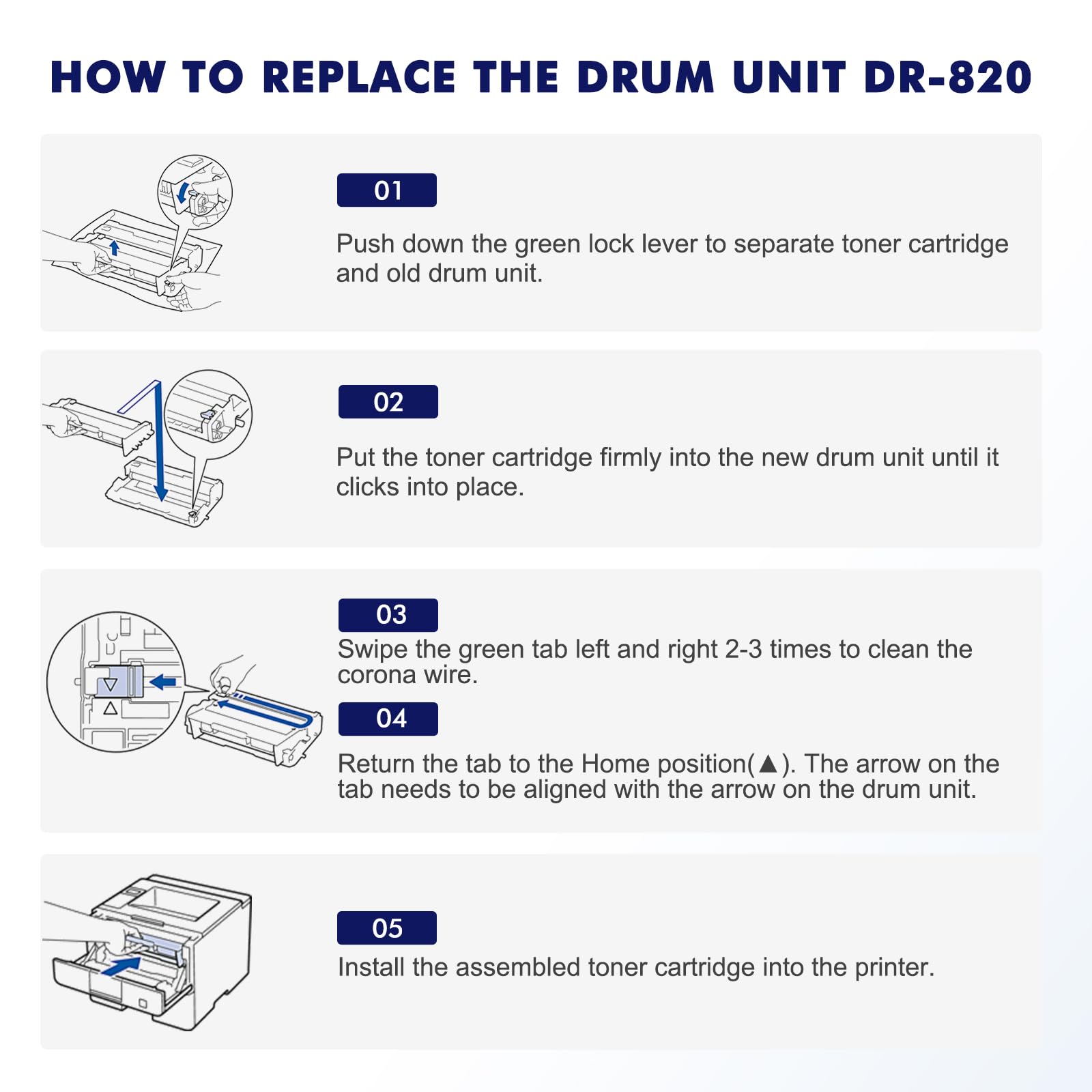 DR820 DR-820 Drum Unit Compatible Replacement for Brother DR820 DR 820 DR-820 for HL-L6200DW MFC-L5850DW MFC-L5900DW HL-L5200DW HL-L5100DN L5850DW L5900DW L5700DW L6200DW Printer (Black, 1-Pack)