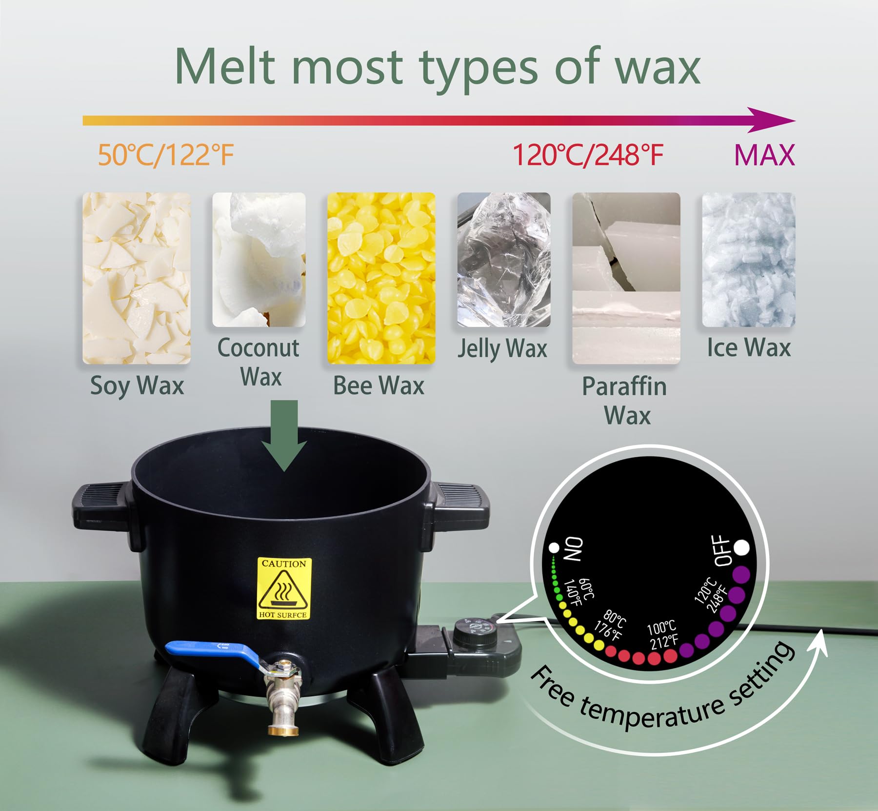 Wax Melter for Candle Making, Soy Wax Melting Pot Holds 6Qts (11 Lbs) of Melted Wax, Pouring Pot with Quick-Pour Valve