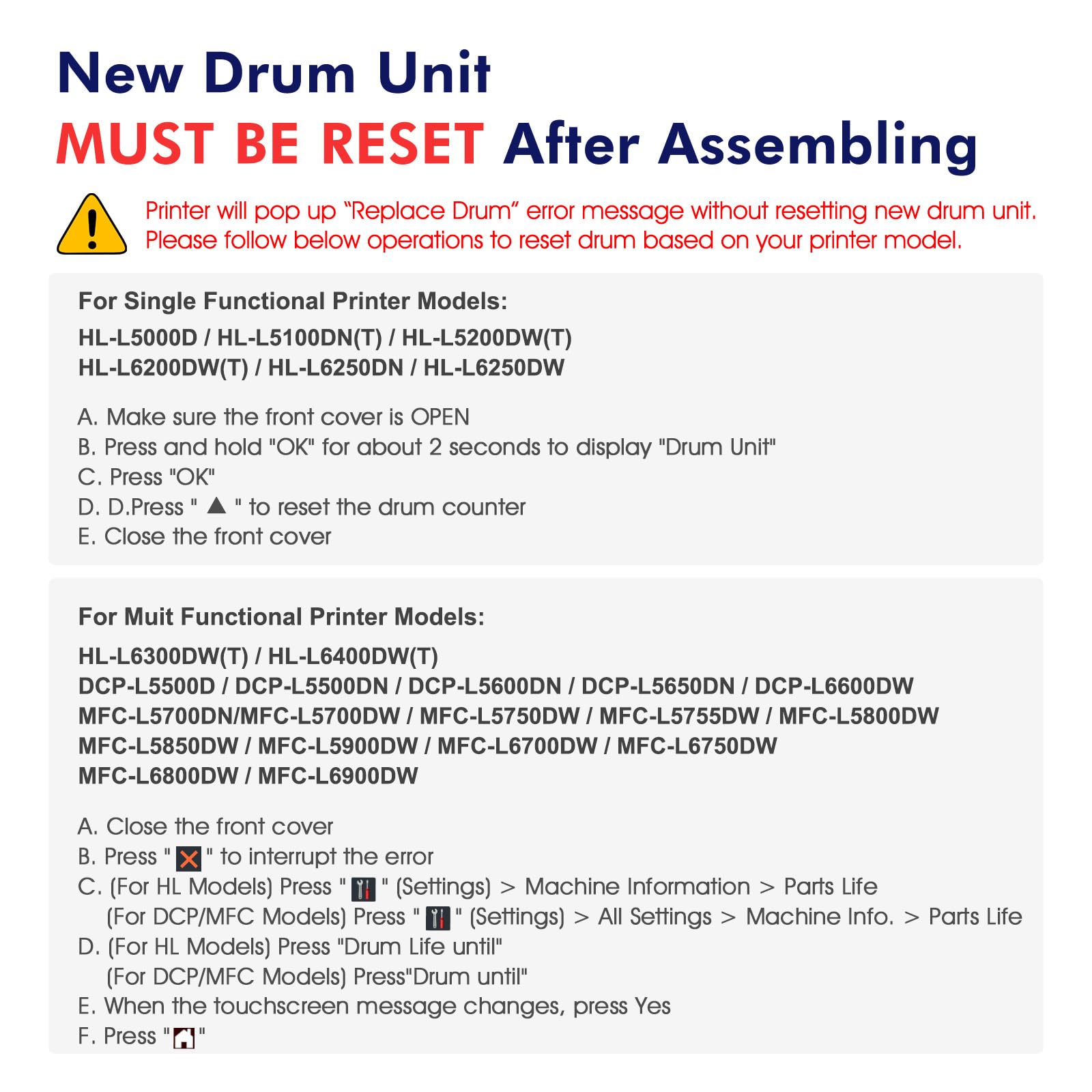 DR820 DR-820 Drum Unit Compatible Replacement for Brother DR820 DR 820 DR-820 for HL-L6200DW MFC-L5850DW MFC-L5900DW HL-L5200DW HL-L5100DN L5850DW L5900DW L5700DW L6200DW Printer (Black, 1-Pack)